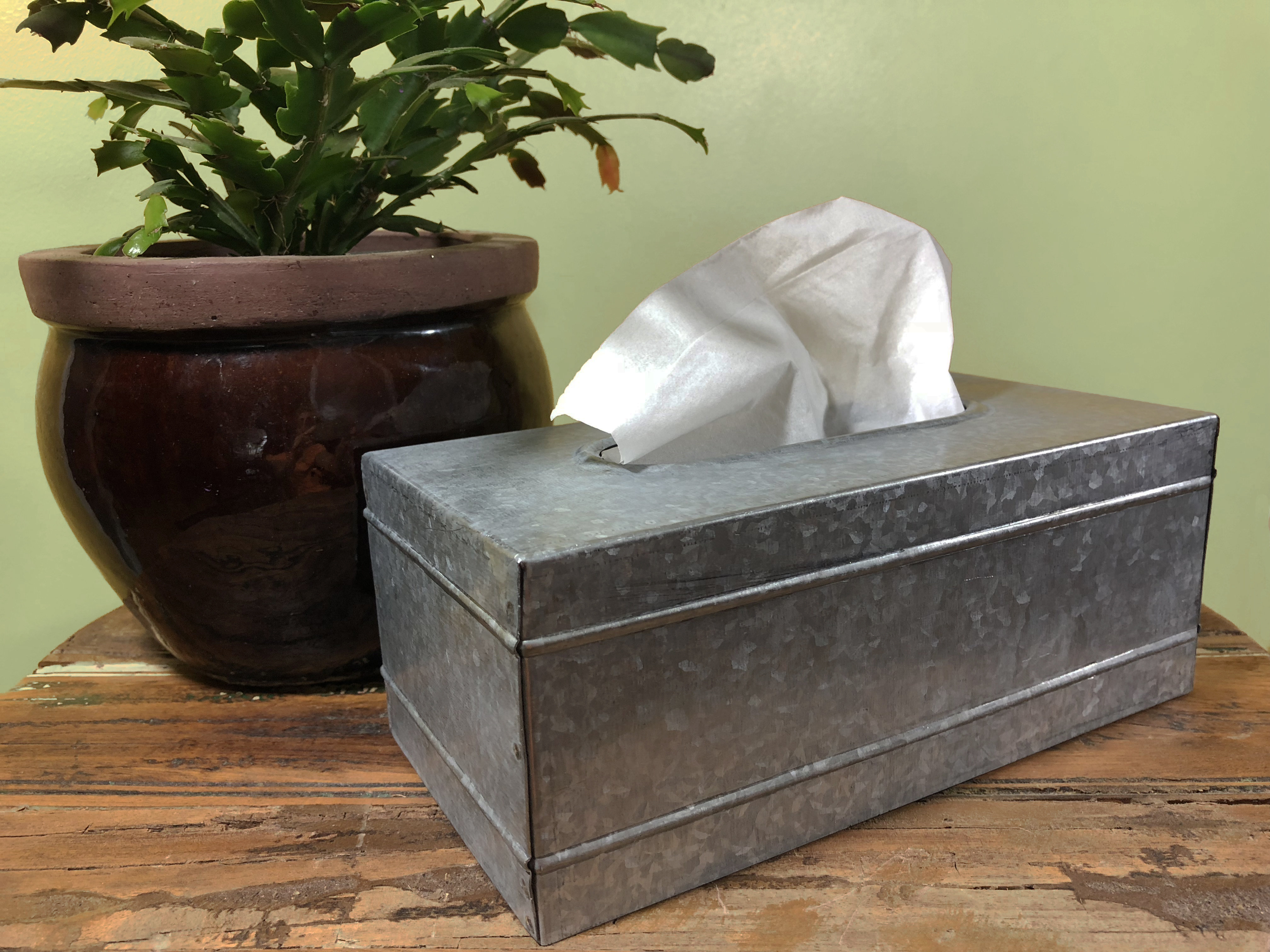 Gracie Oaks Babig Galvanized Rustic Tissue Box Cover | Wayfair
