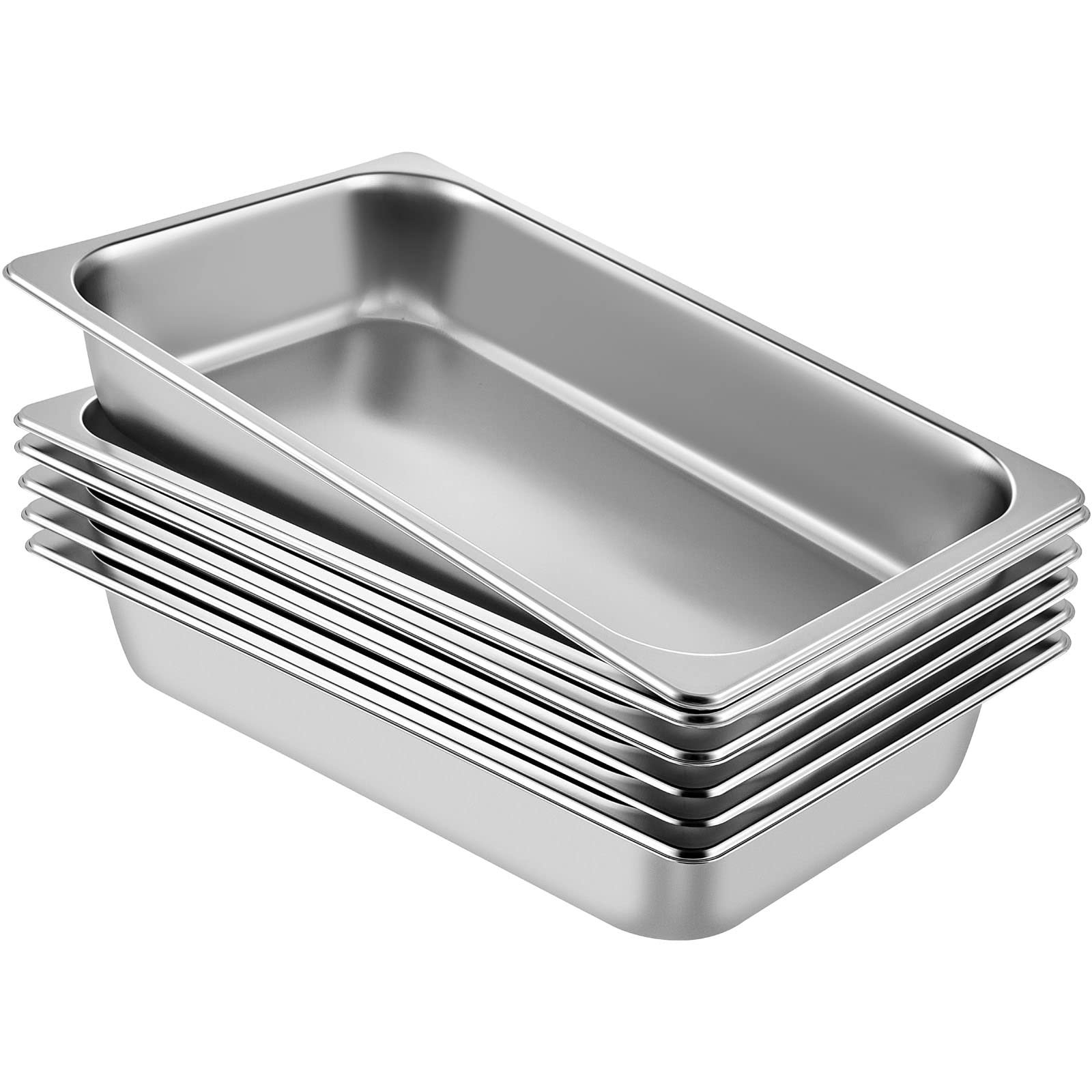 ColorLife Hotel Pans Full Size 4-Inch Deep, Steam Table Pan 6 Pack,0 ...