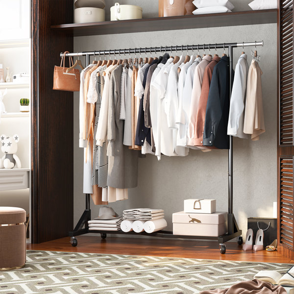 Rebrilliant Masen Metal Garment Rack Freestanding Clothes Hanging Rack ...