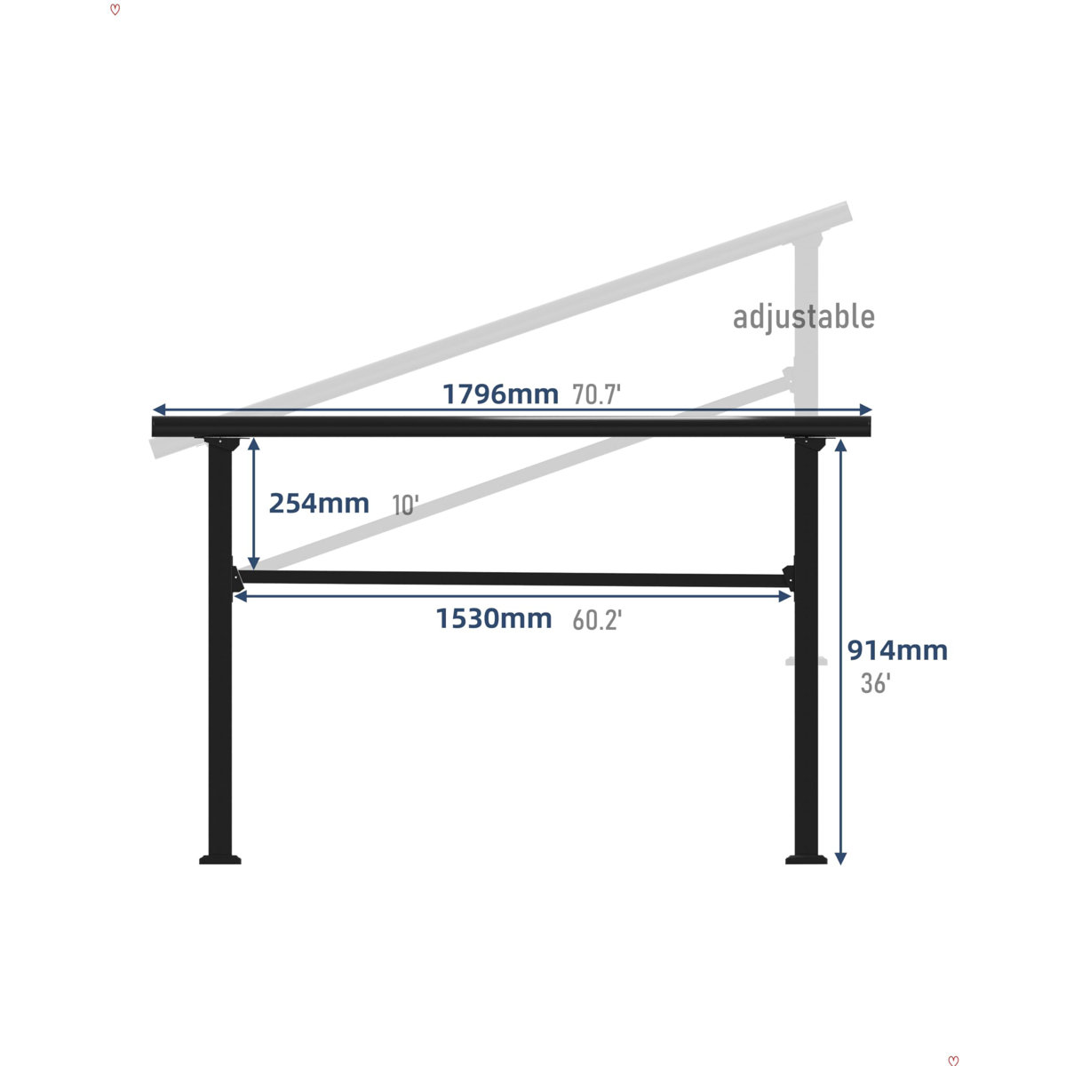 babevy 6-Step Handrail And Indoor Staircase Railing Kit, Outdoor Step ...