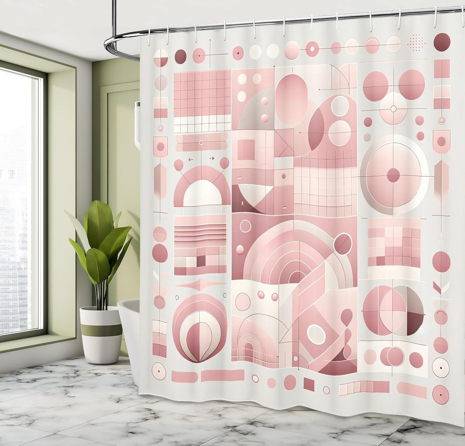 Bloomsbury Market Pink Shower Curtain, Mid Century Modern Themed ...