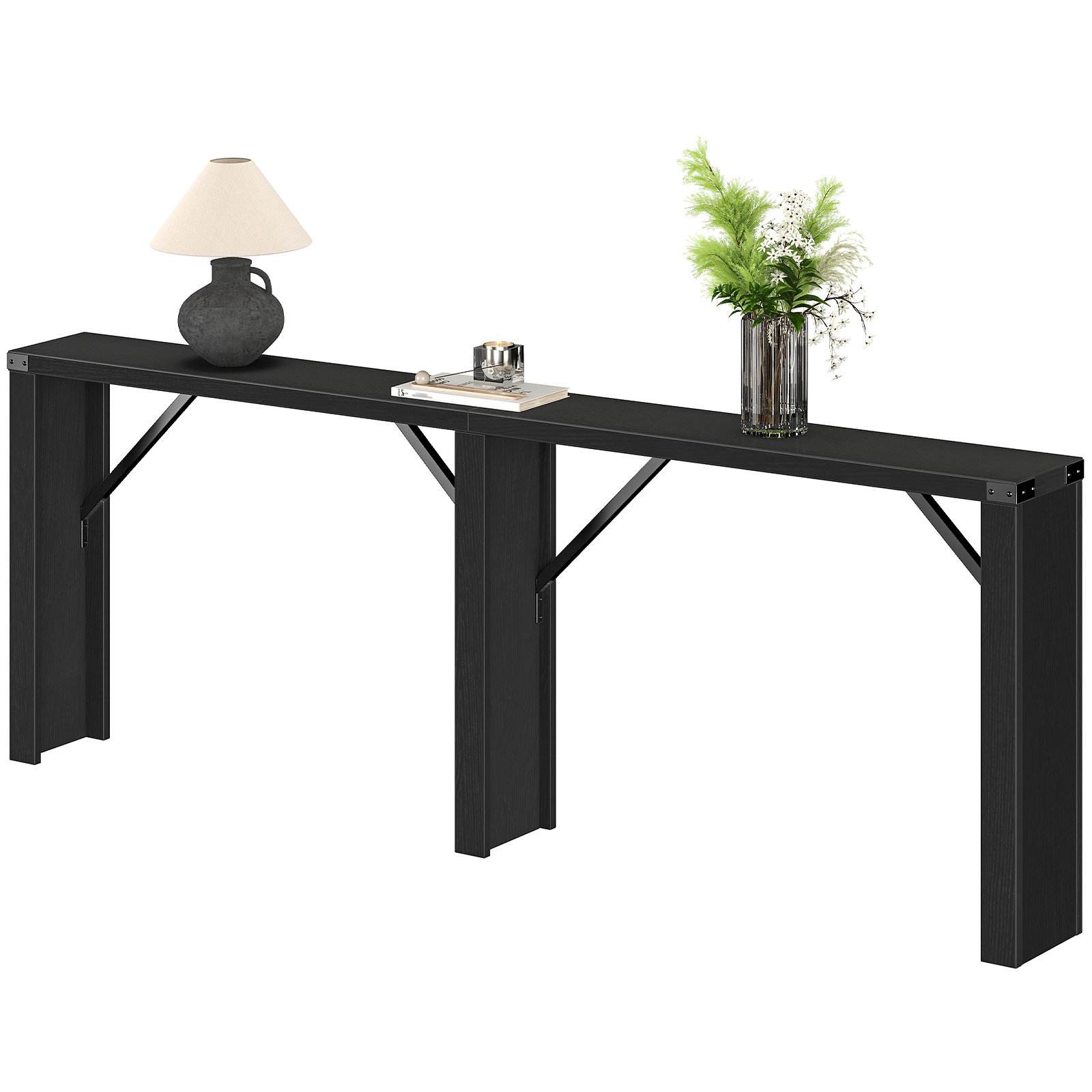 17 Stories Wooden Console Table Farmhouse Entryway Foyer table Behind ...