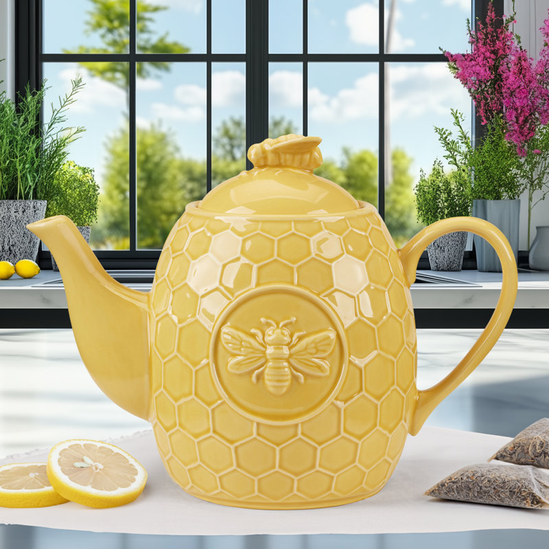 Certified International French Bees Embossed Honeycomb Teapot 9.25in x ...