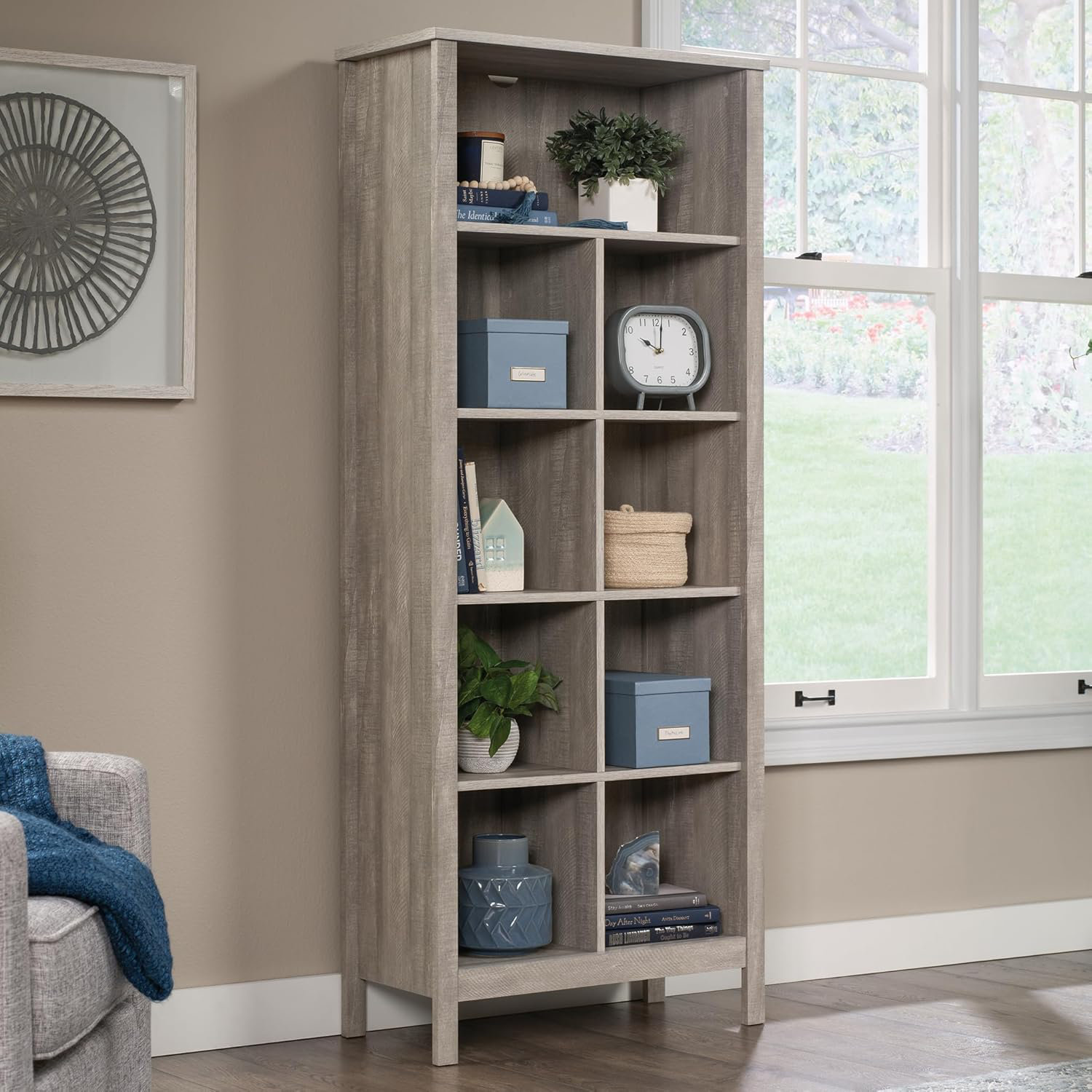 Ebern Designs Miscellaneous Storage Tall Cubby Bookcase,Black Finish ...
