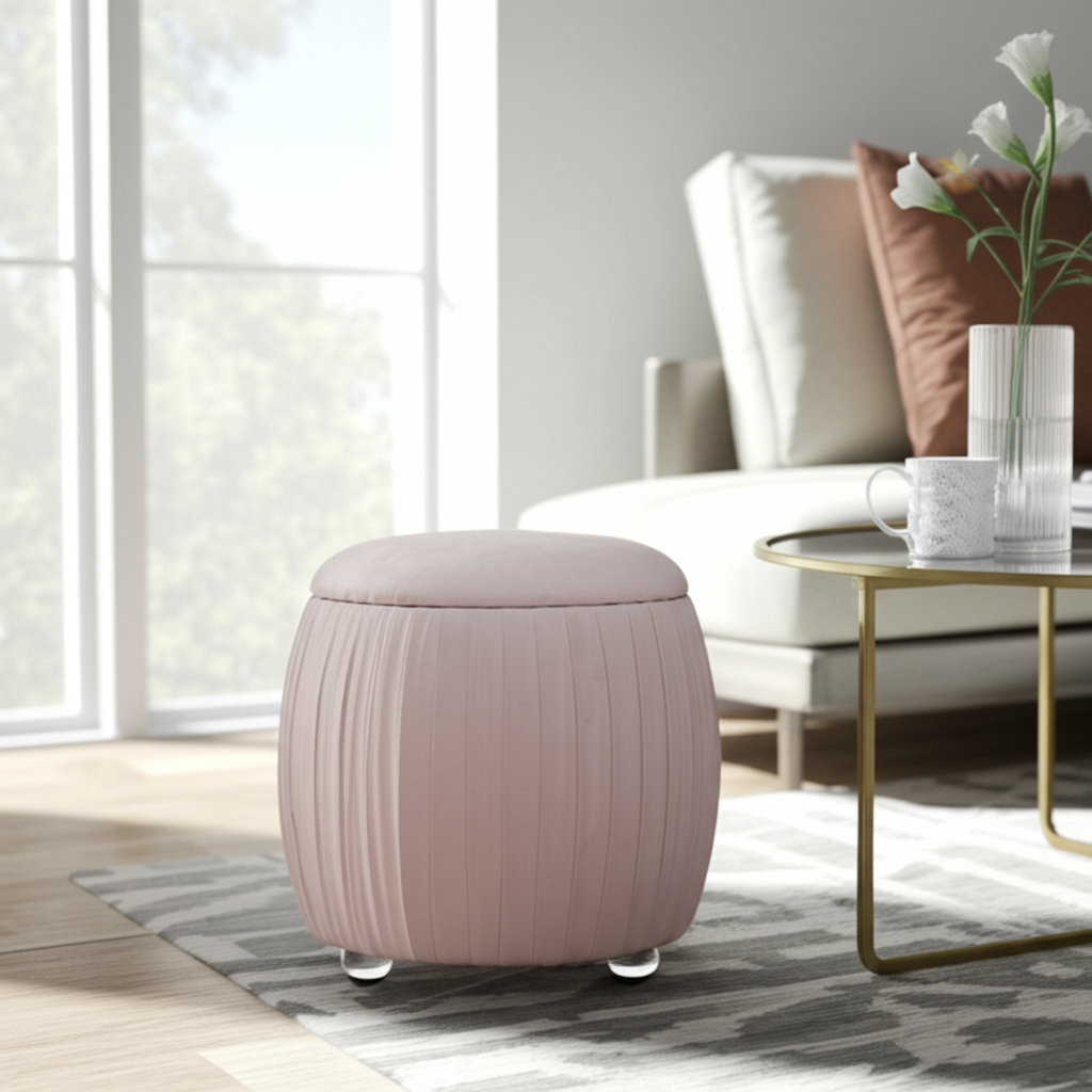 Everly Quinn 19" Fowlkes Velvet Storage Stool & Reviews | Wayfair