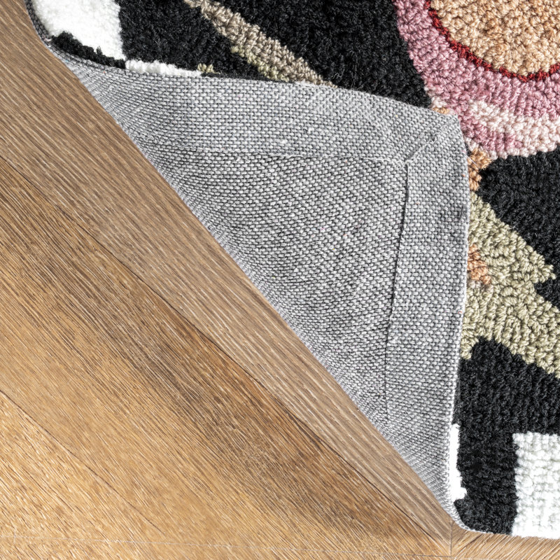 August Grove® Bacourt Handmade Hand Hooked Performance Black Rug ...