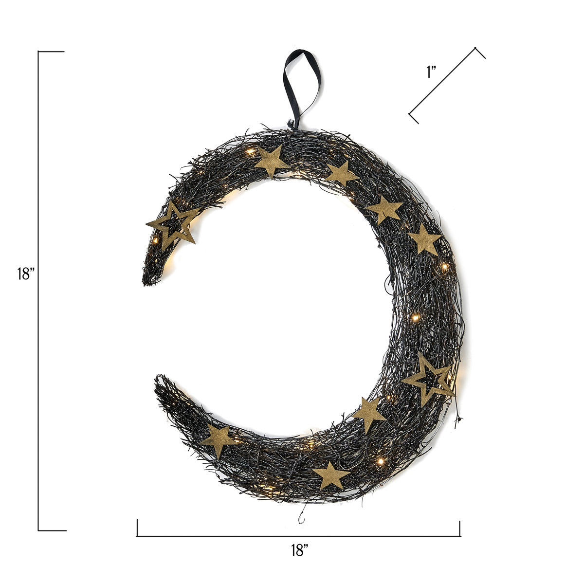 The Holiday Aisle® 18" Halloween Hanging Crescent Moon with 20 Warm ...