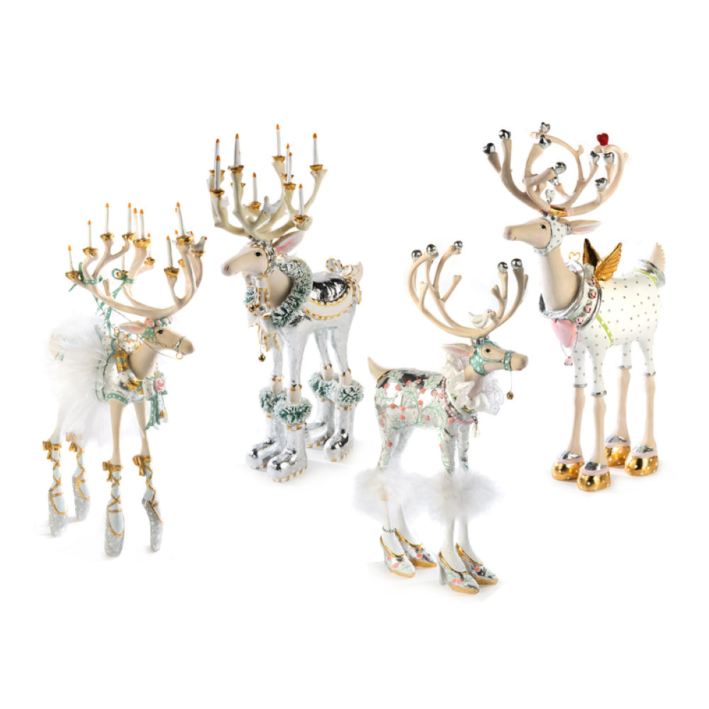MacKenzie-Childs Patience Brewster Moonbeam Reindeer Figure Set-A | Wayfair