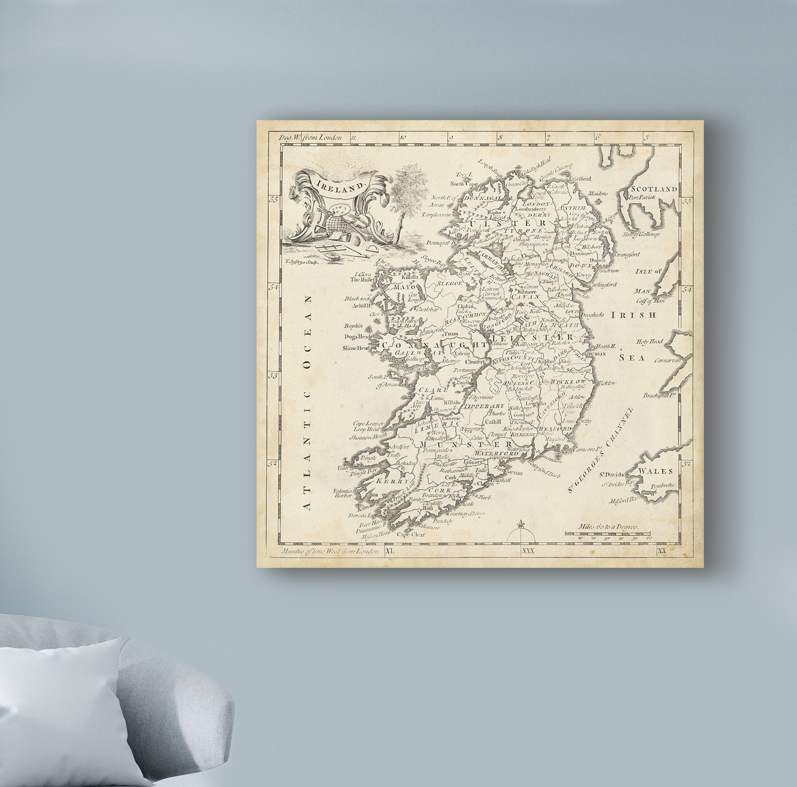 Breakwater Bay Map of Ireland by T. Jeffreys - Print on Canvas | Wayfair