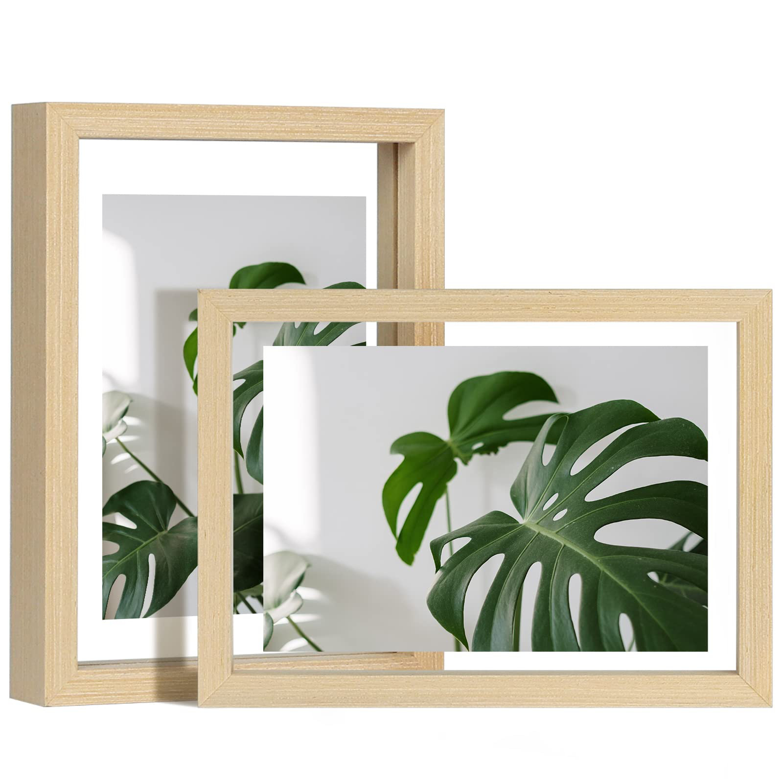 Gracie Oaks 5X7 Floating Frames Set Of 2, Double Plexiglass Picture ...