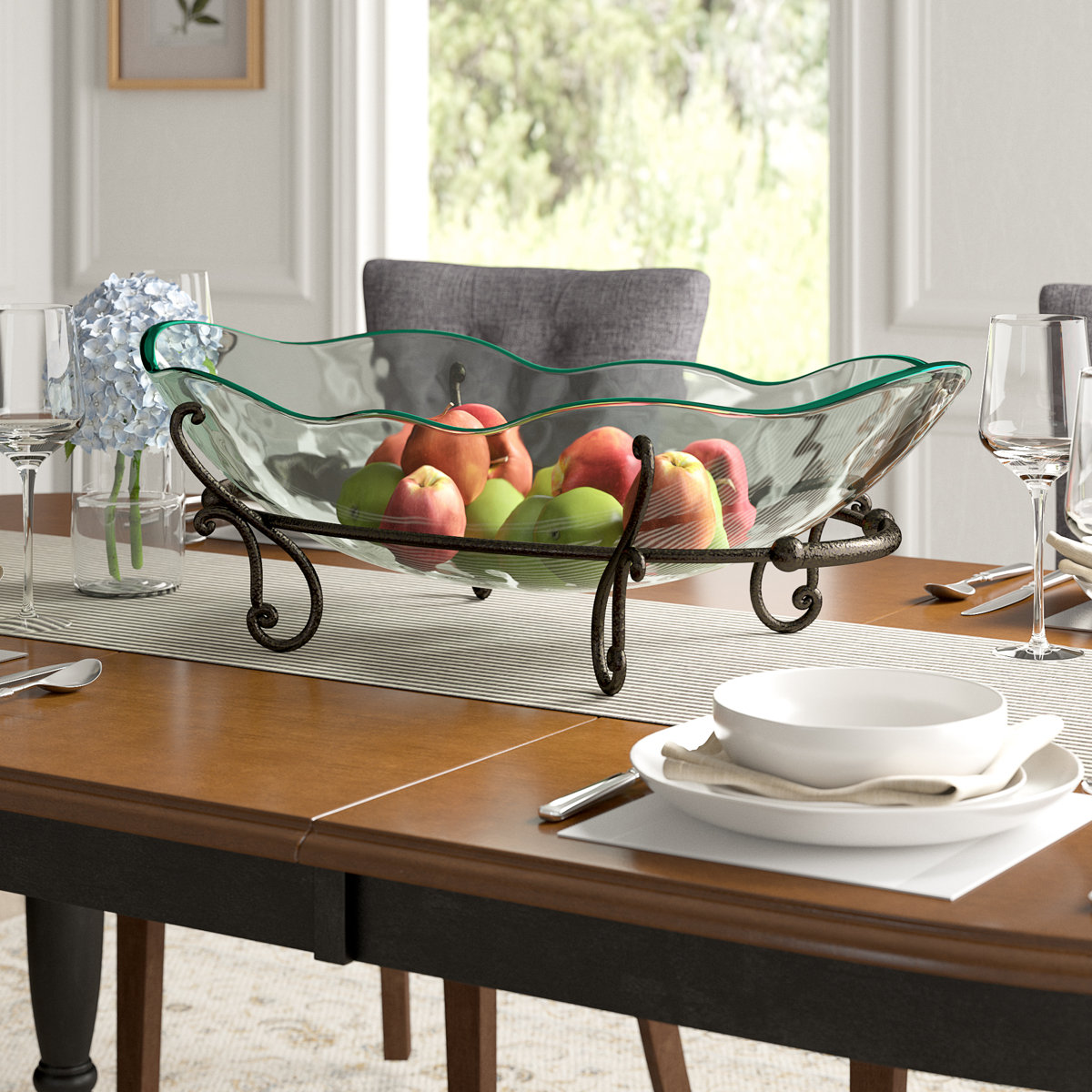 World Menagerie Tempered Glass Scalloped Edge Kitchen Serving Bowl with ...