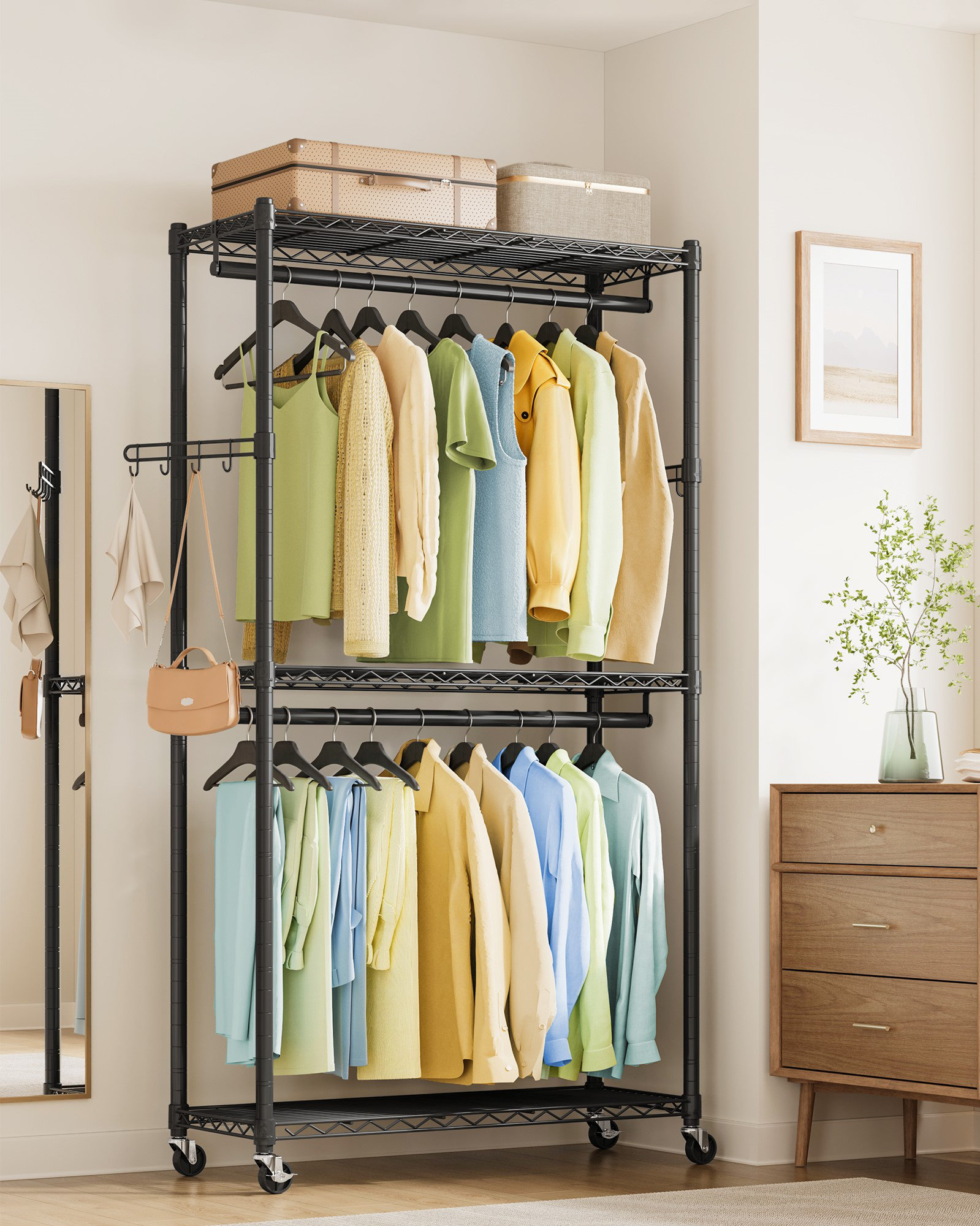 Latitude Run® 35.4-inch Wide Clothing Rack On Wheels | Wayfair