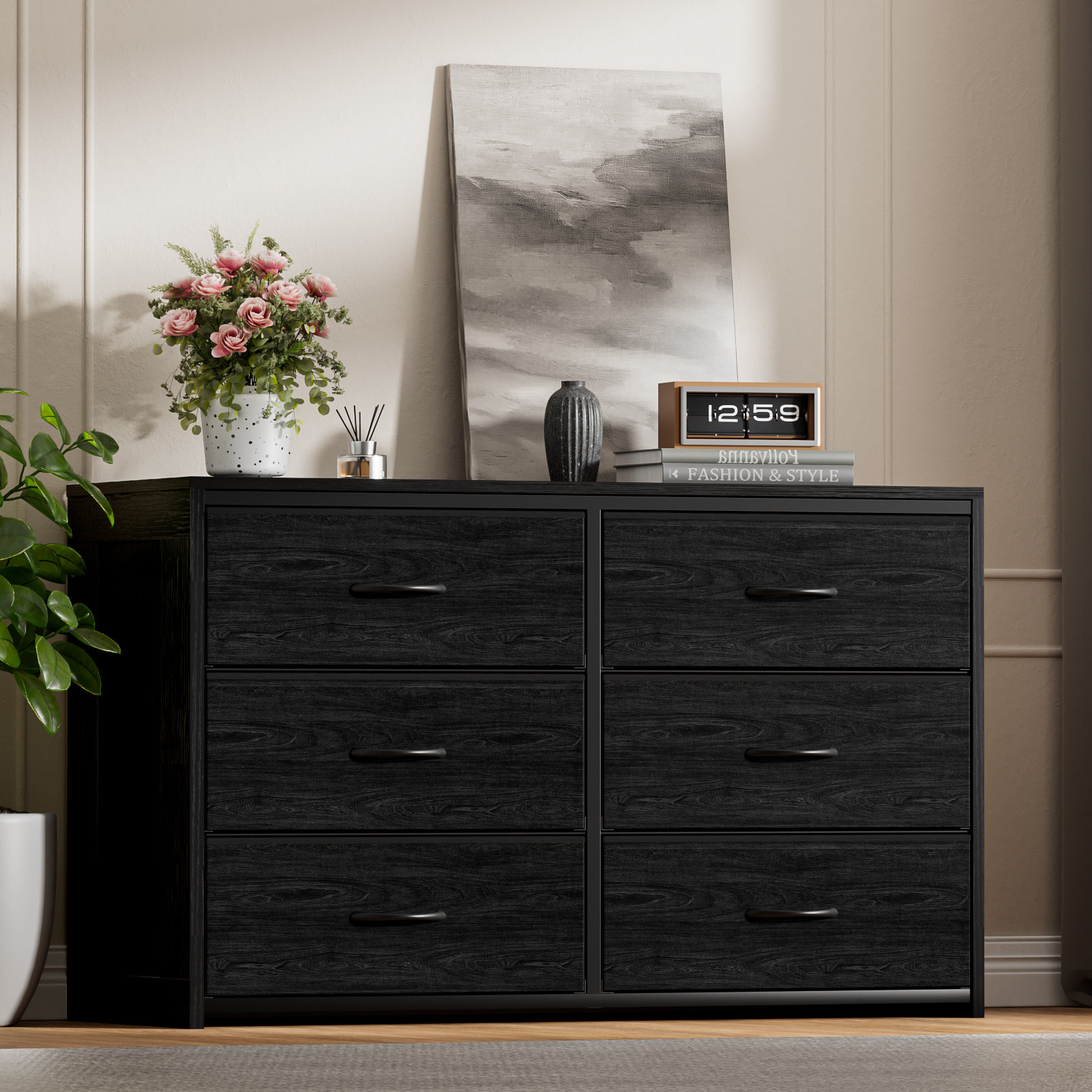 Ebern Designs Commode à 6 tiroirs l 43,3 po, commodes de rangement en ...