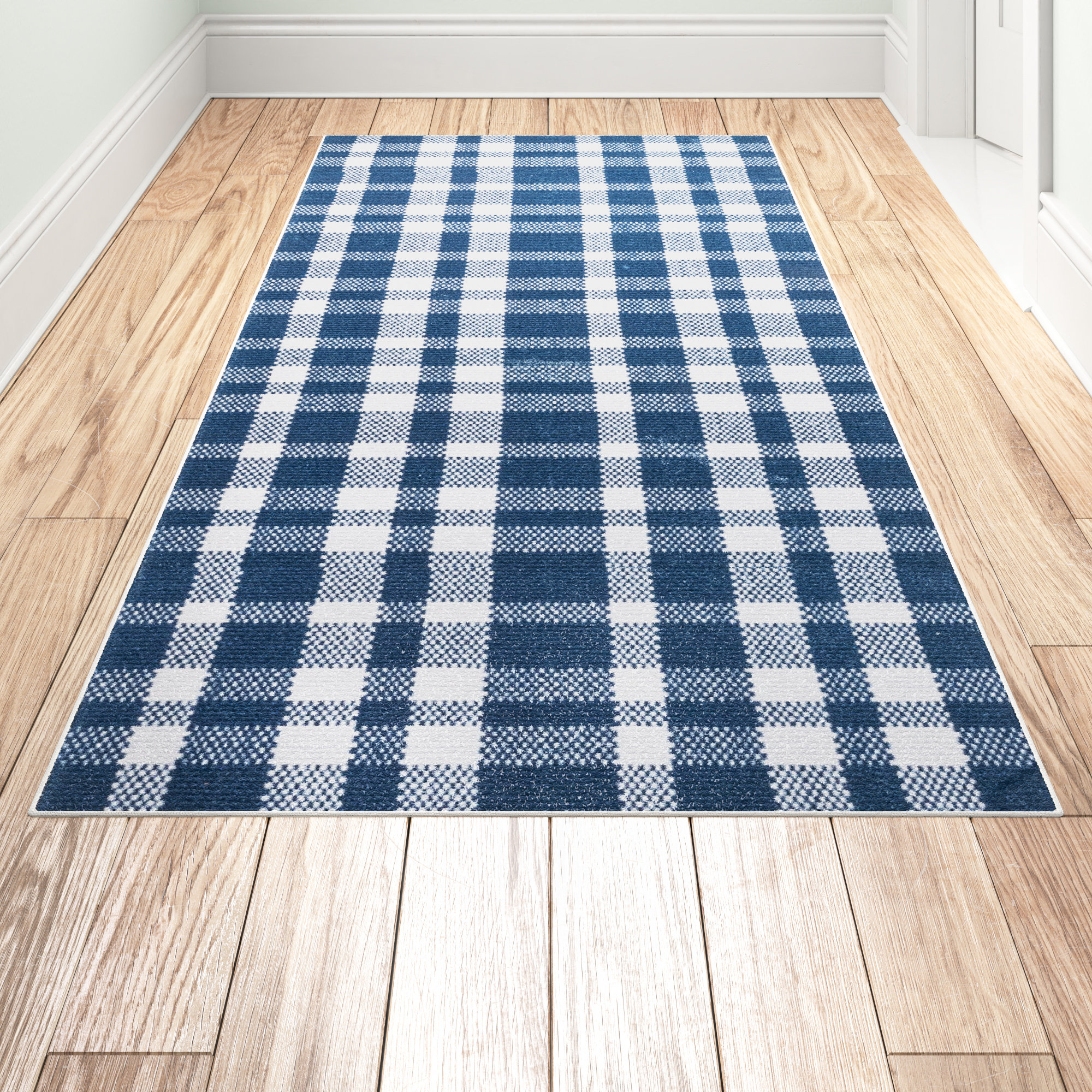 Andover Mills™ Artie Plaid Machine Washable Farmhouse Area Rug in Blue ...
