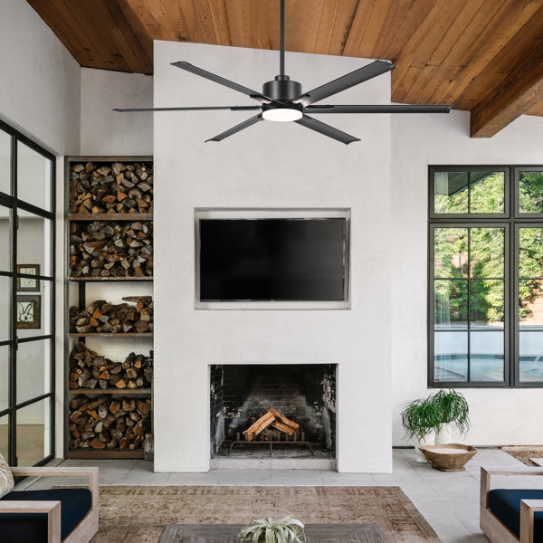 Ivy Bronx Keyante 72" Large Downrod Mount Ceiling Fan with Light Kit ...