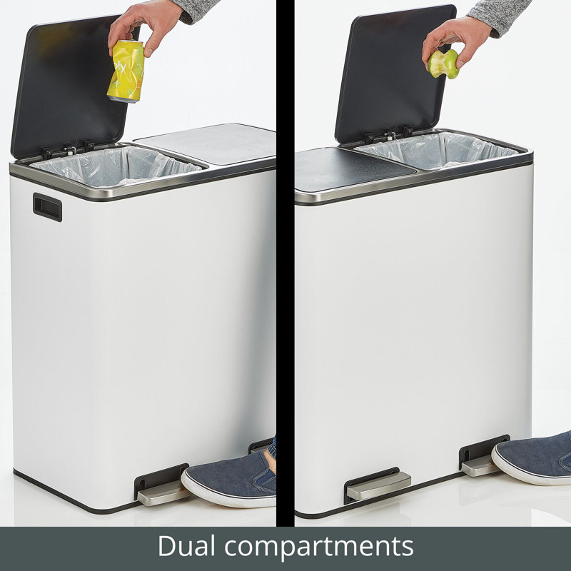 mDesign Steel Multi-Compartments Trash & Recycling Bin | Wayfair