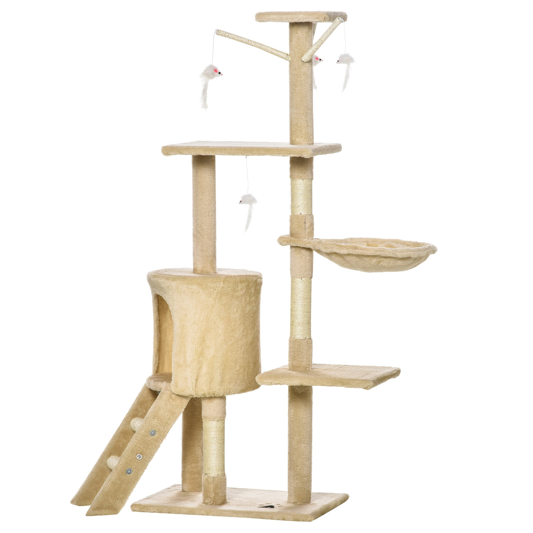 Hokku Designs Plush Sturdy Interactive Cat Condo Tower Scratching Post ...