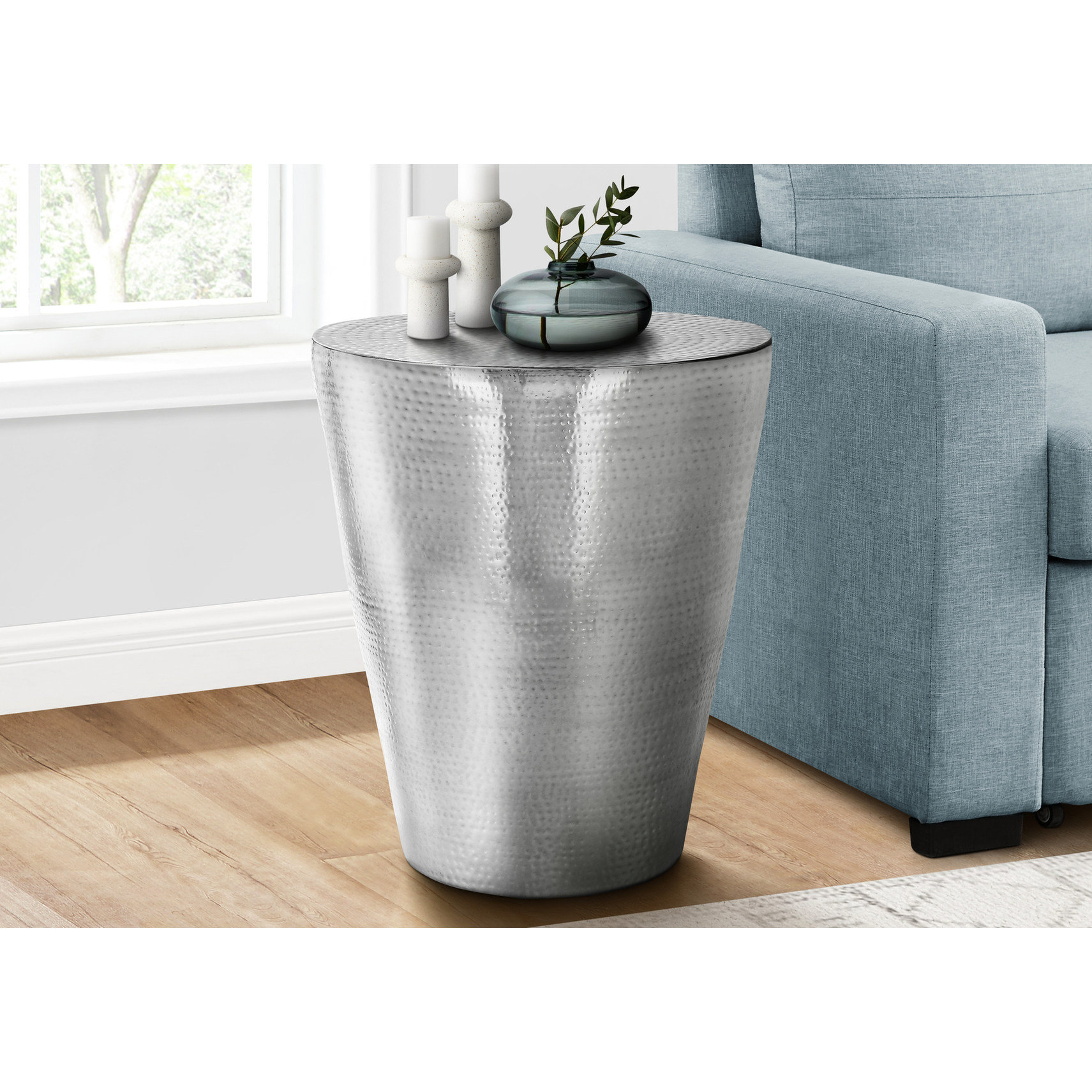 Ivy Bronx Contemporary Metal Drum Table - For Living Room Elegance 20 ...