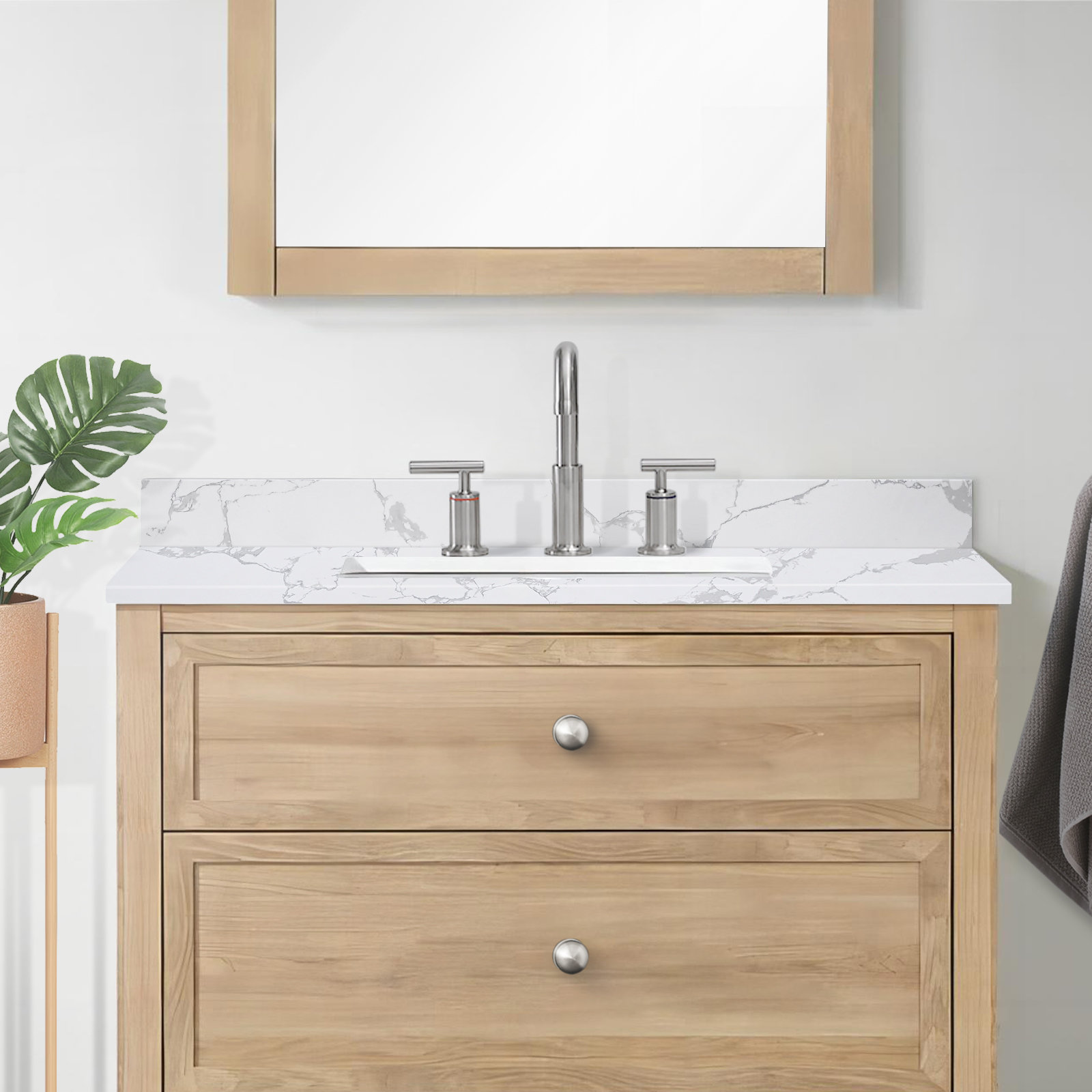 VANITYFAIR 37'' Single Vanity Top with Sink Faucet Holes | Wayfair