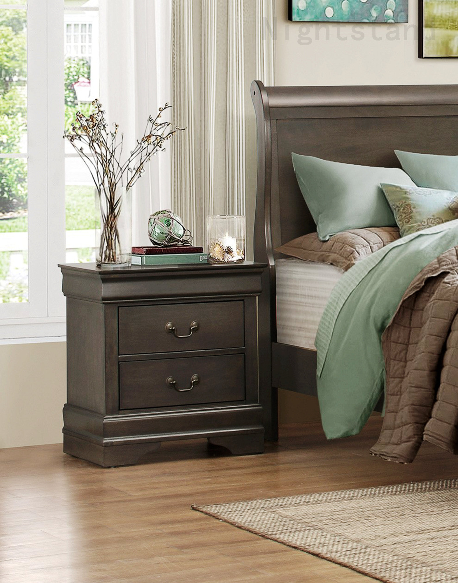 Alcott Hill® Modern Nightstand, Traditional Nightstand with 2 Drawers ...