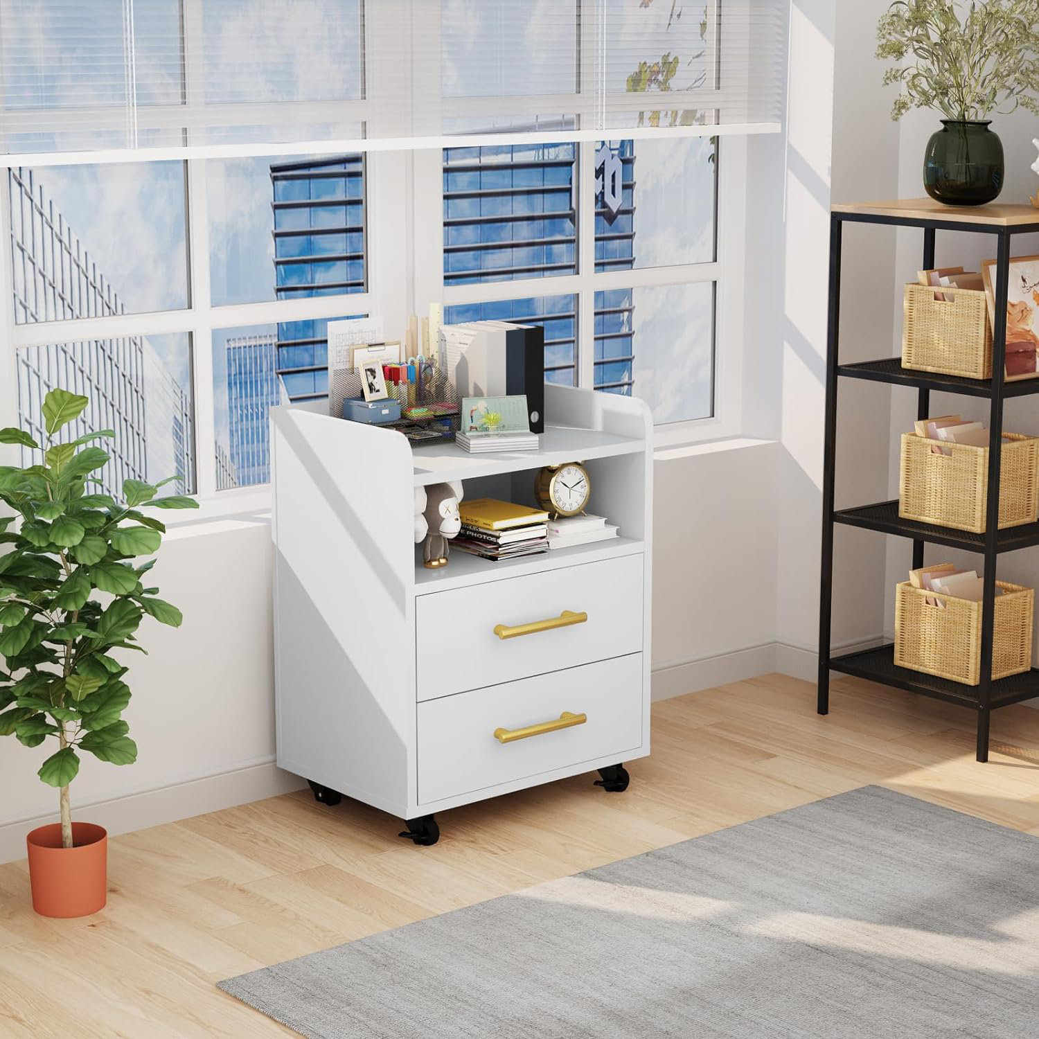 Mercer41 Wooden Mobile File Cabinets, 2 Drawers Home Office ...