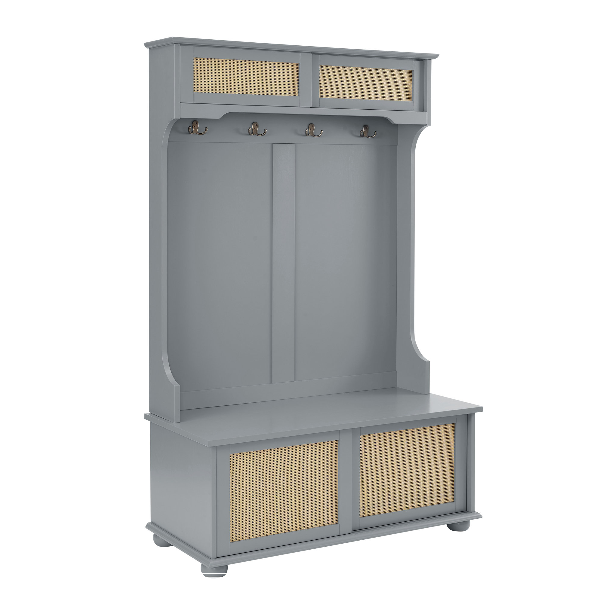 Bay Isle Home™ Casual Style Hall Tree Entryway Bench with Rattan Door ...