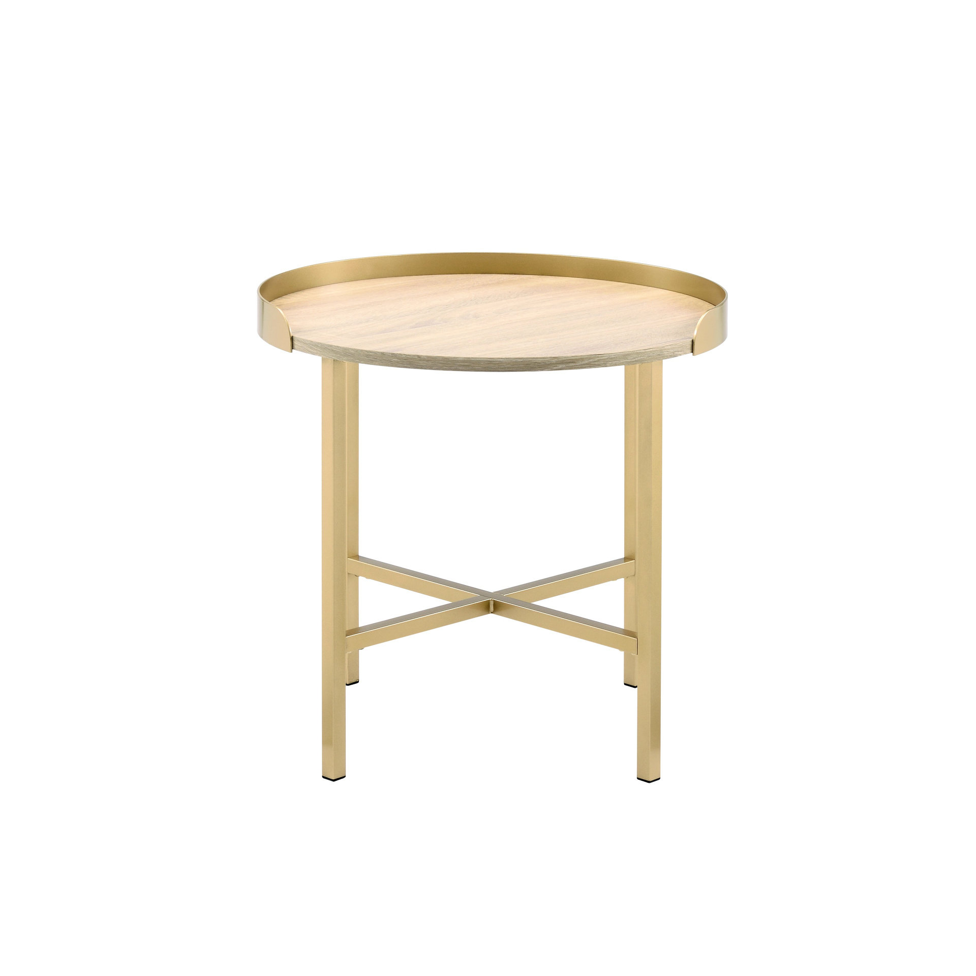George Oliver Elegant Oak Table Top Accent With Shimmering Gold Finish ...