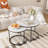 Latitude Run® Nesting Coffee Table 2 , 27.6Inch Round With Wood Marble ...