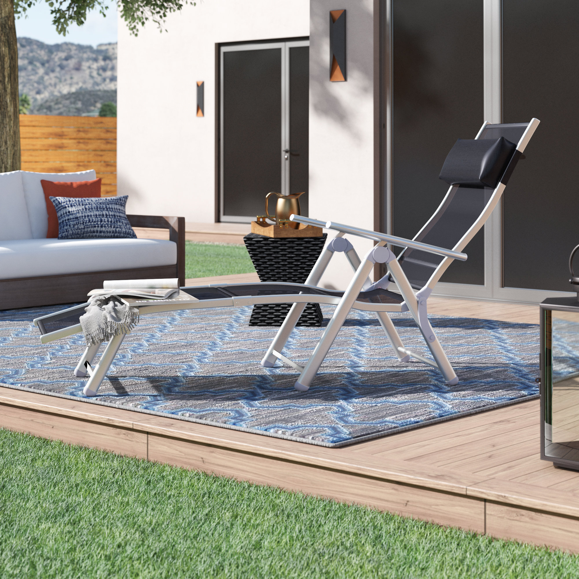 Arlmont & Co. Gloria Outsunny Chaise Lounge Foldable Outdoor Chair ...