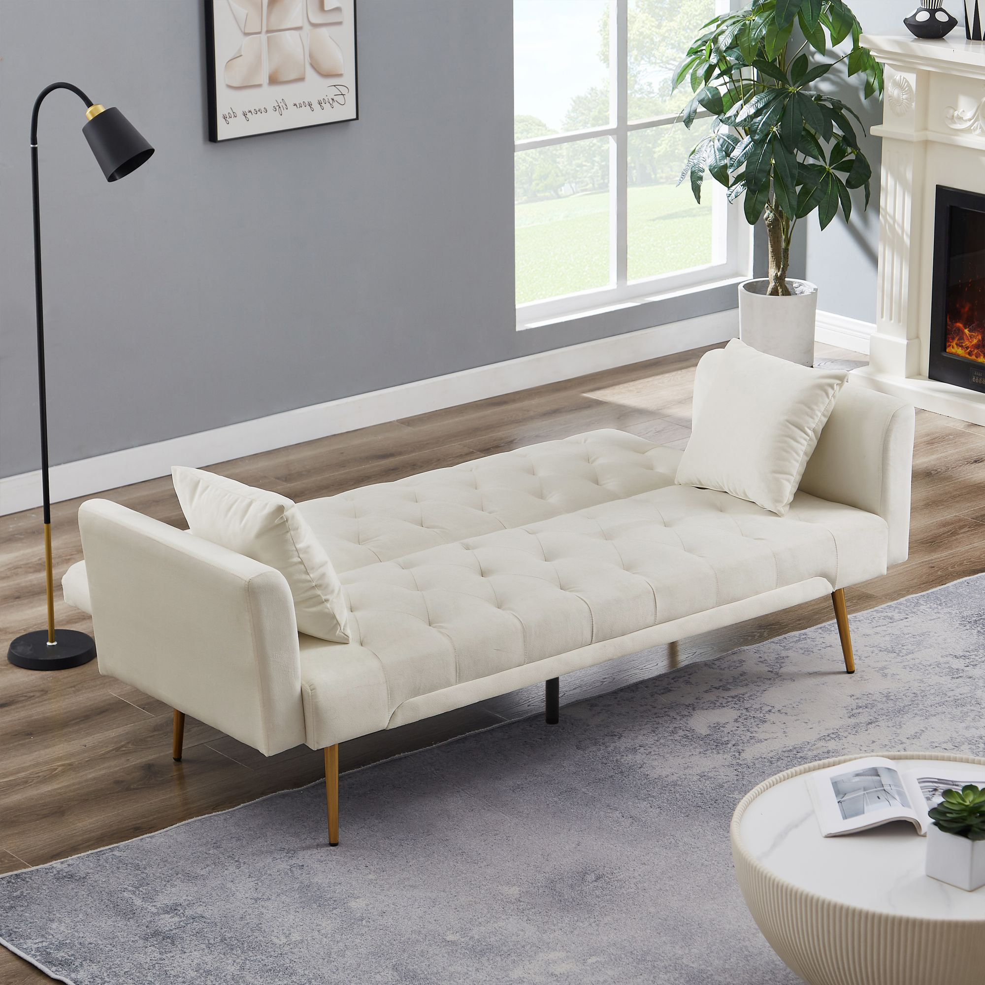 Mercer41 Velvet Futon Sofa Bed | Wayfair