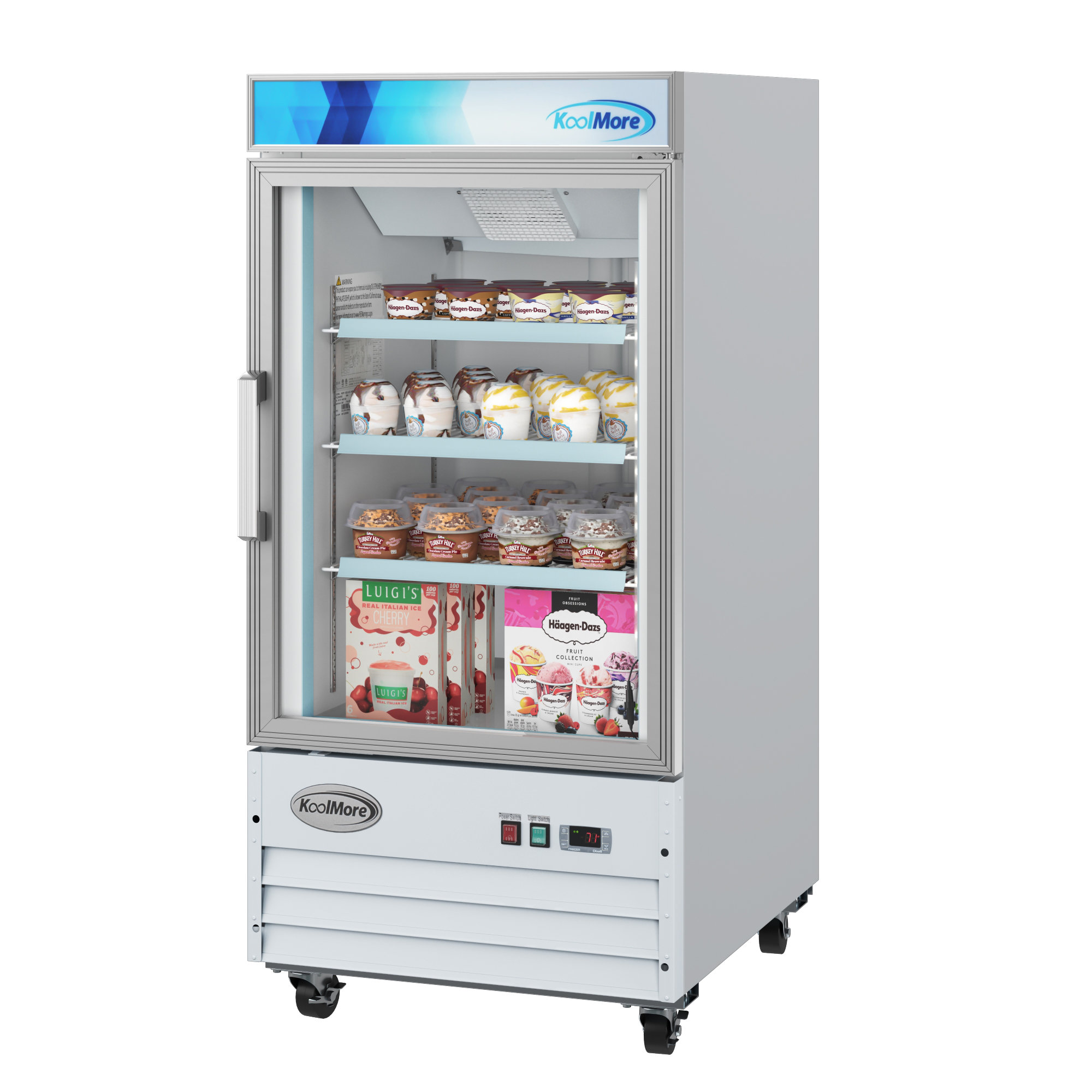 KoolMore 26 in. 1-Door Commercial Display Merchandiser Freezer 9 cu. ft ...