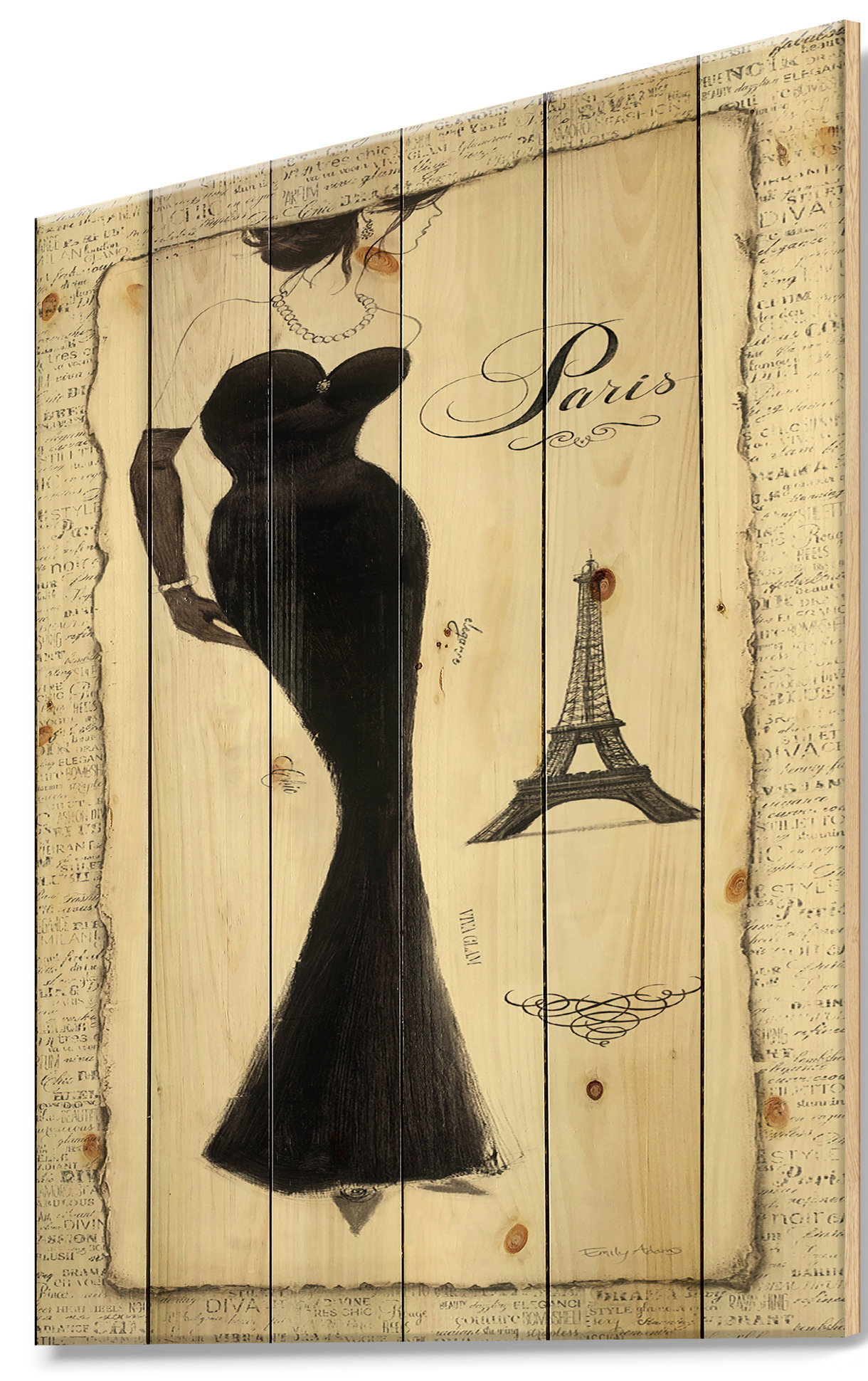 East Urban Home Elegance Glam Paris Diva I - Fashion Print on Natural ...