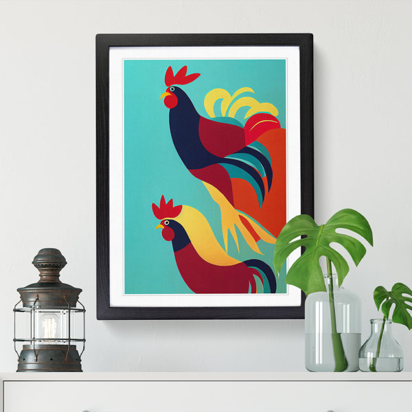 Brambly Cottage Edmeston Roosters Abstract - Single Picture Frame ...