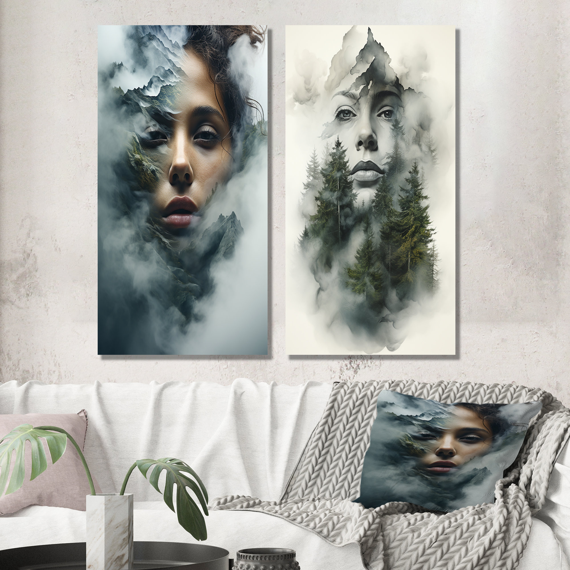 Lark Manor™ Double Exposure Woman And Mountain Echoes I - Woman Double ...