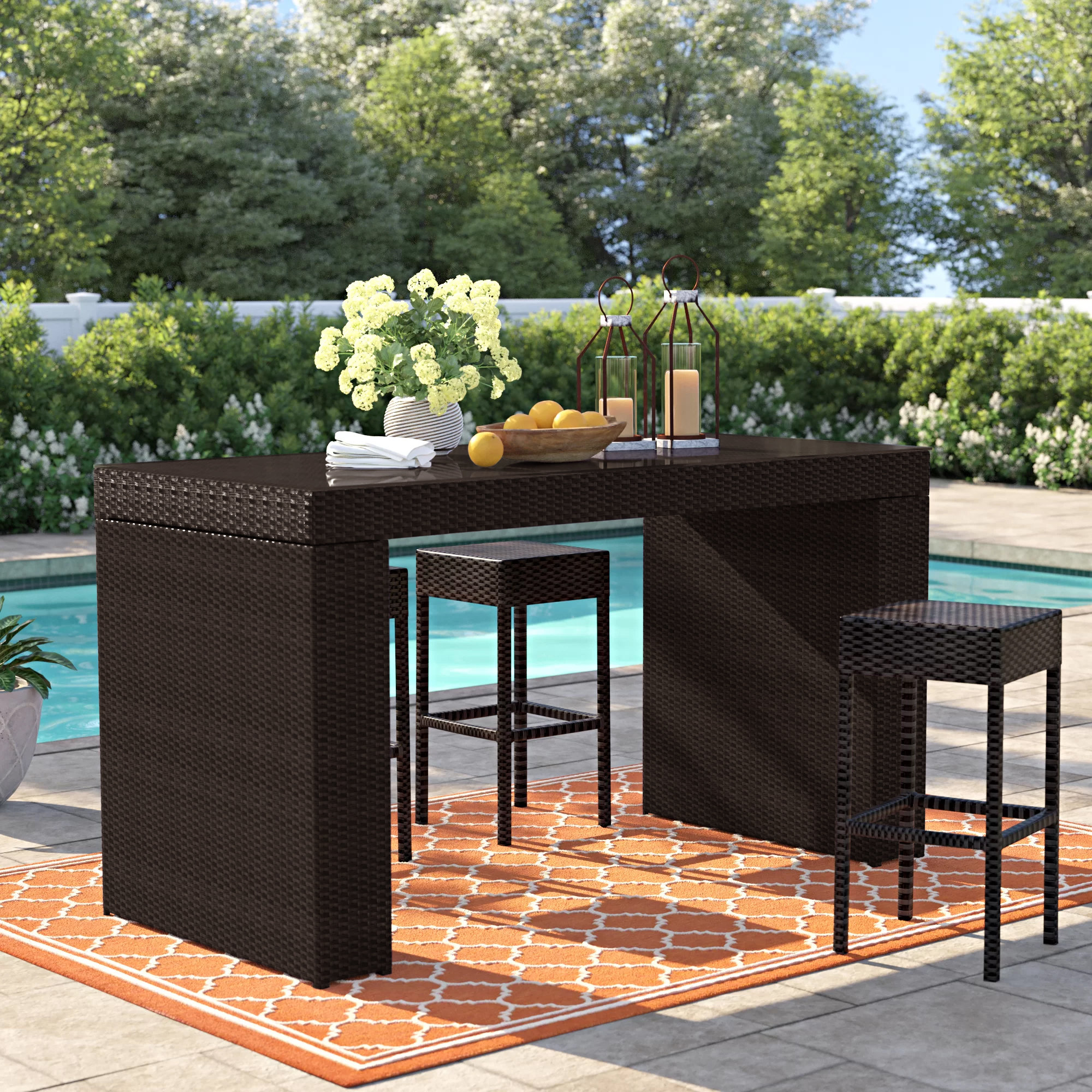 Latitude Run® Larrissa Glass Outdoor Bar Table & Reviews | Wayfair