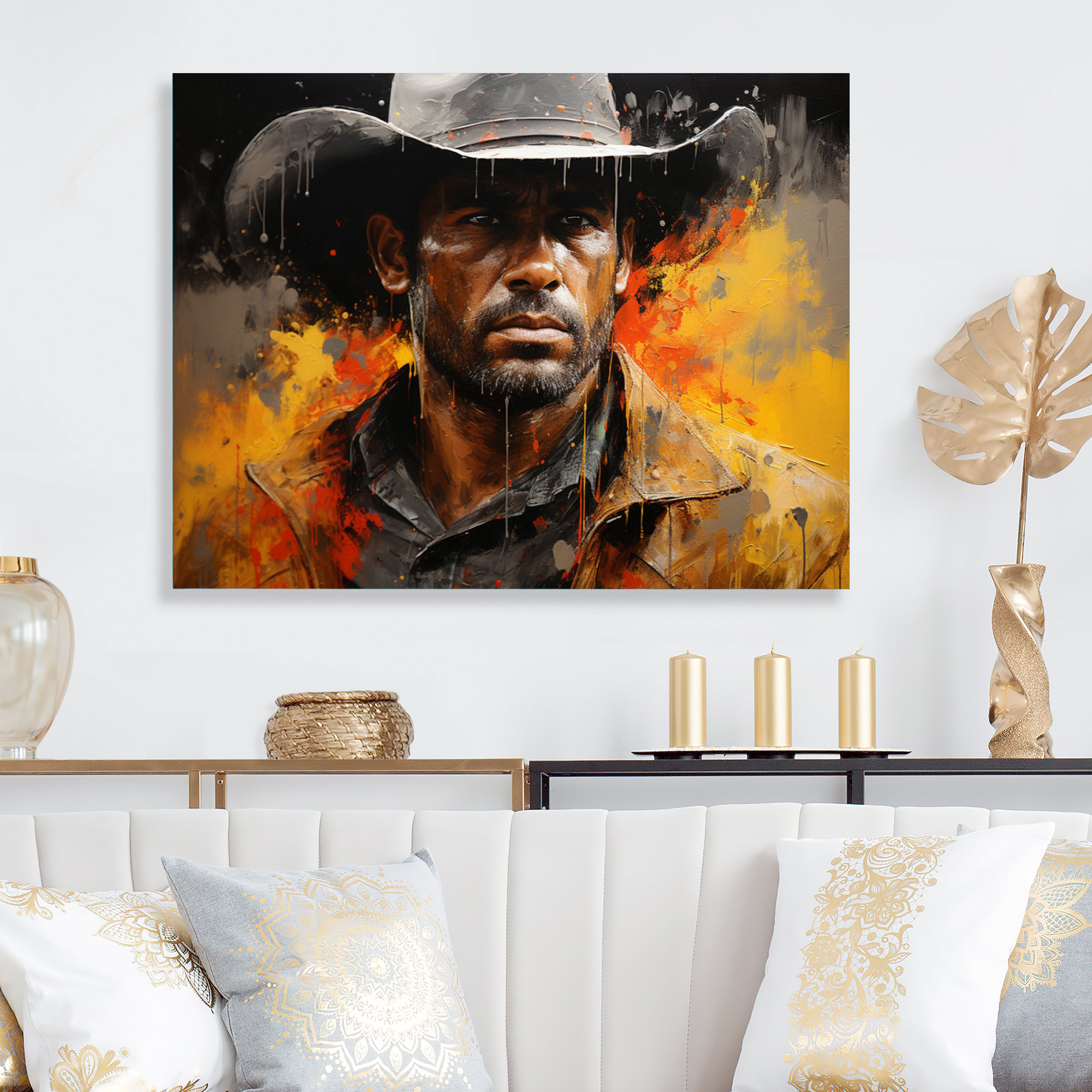 Winston Porter Western Cowboy Pointillism Portrait II - Print on Metal ...