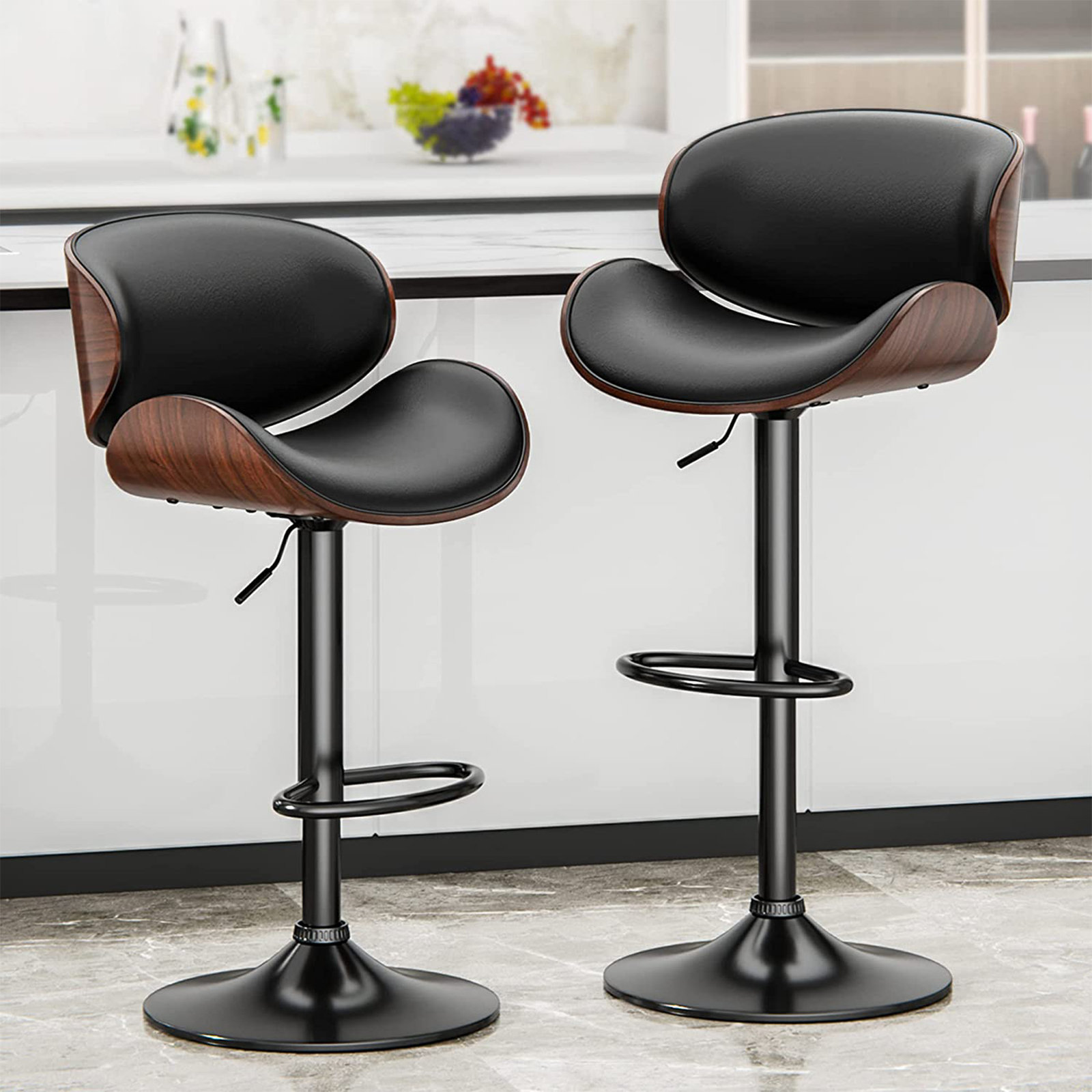 Corrigan Studio Jaquela Adjustable Height Swivel Bar Stools Modern PU ...
