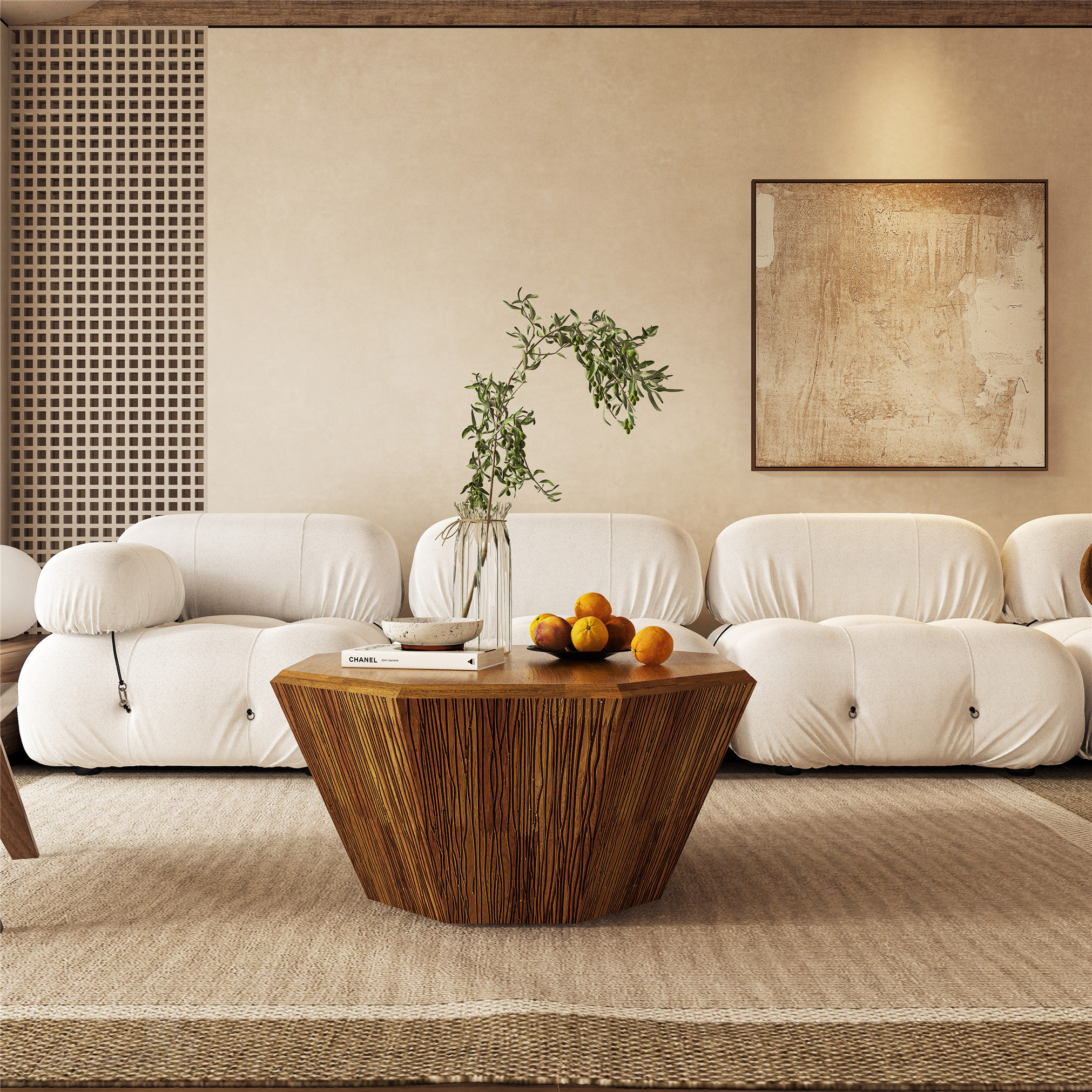Latitude Run® Charming Octagonal Rubber Wood Coffee Table with Durable ...