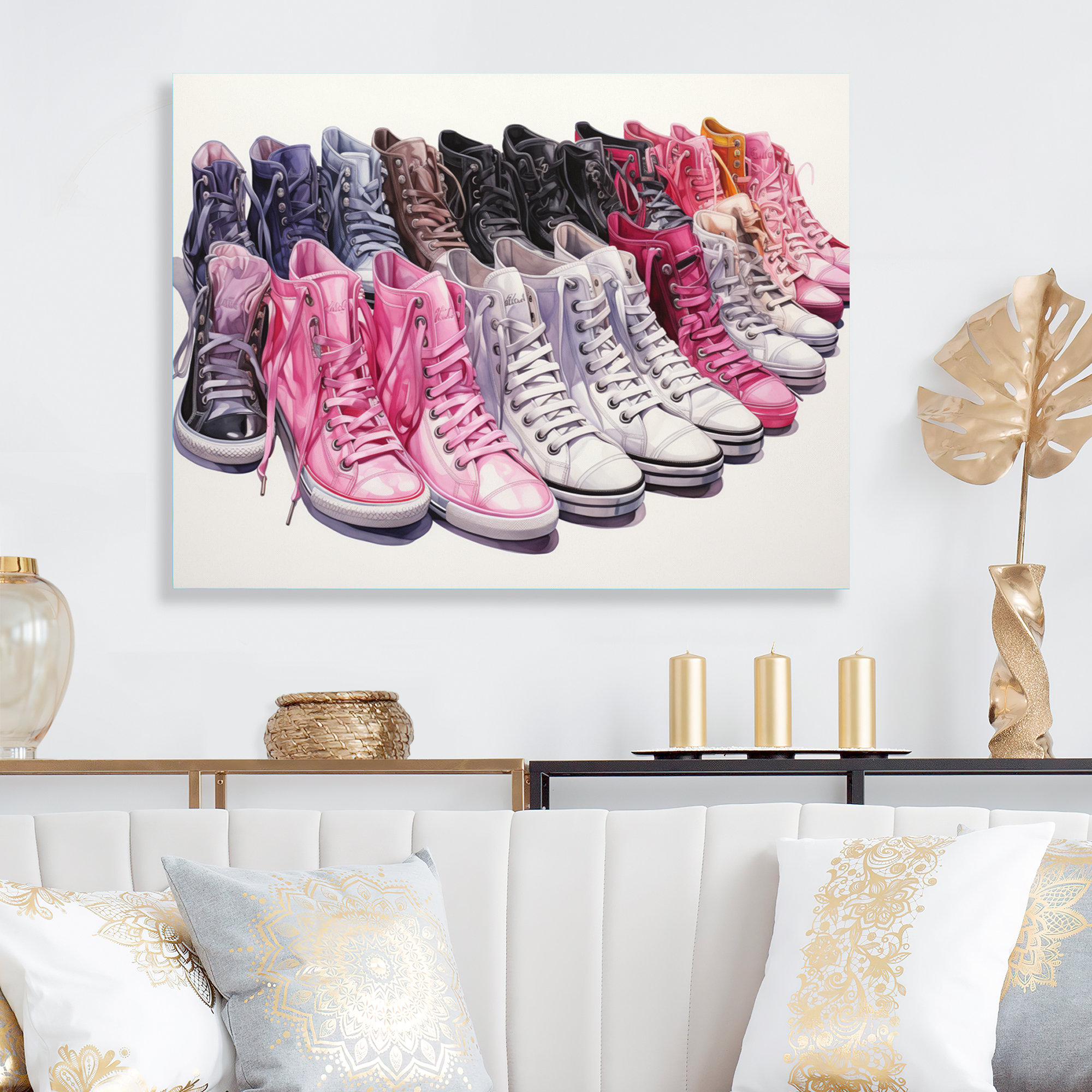 Ebern Designs Fashion Pink Sneakers Obsession IV - Print on Metal | Wayfair