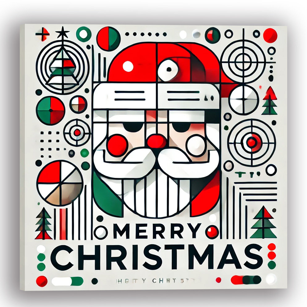 George Oliver Geometric Santa Cheer: Festive Holiday Wrapped Canvas ...