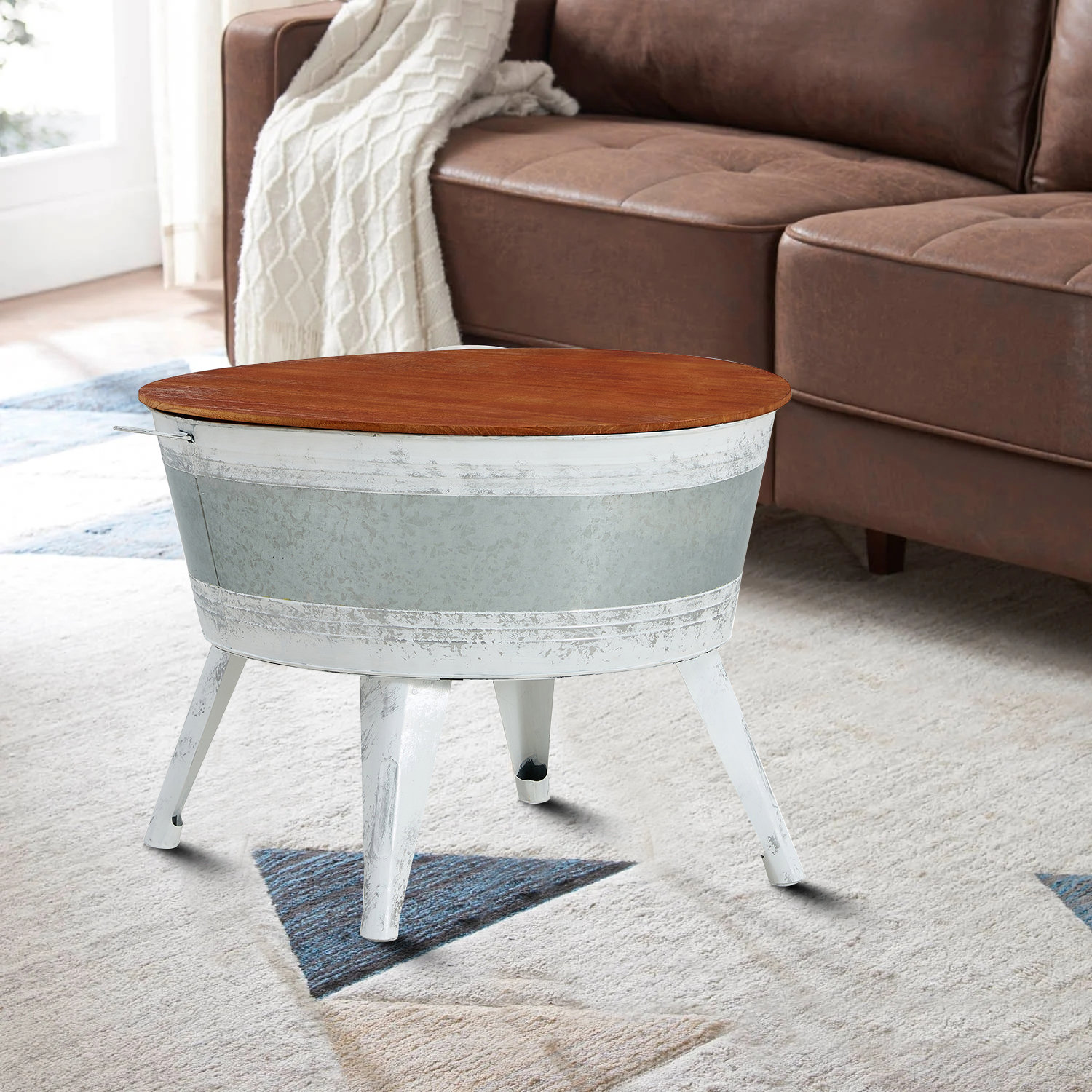 Gracie Oaks Contemporary Industrial Style End Table With Removable ...