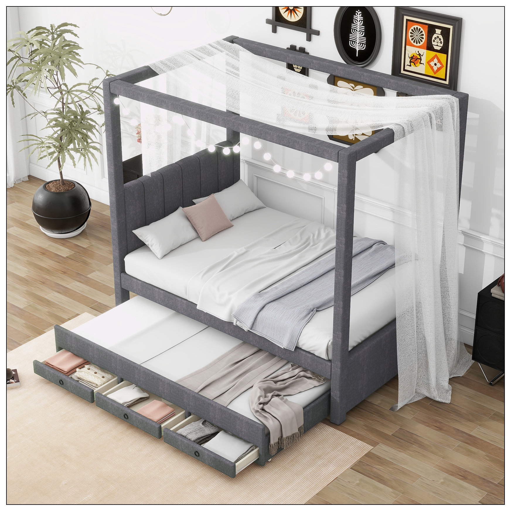Latitude Run® Buske Upholstered Canopy Storage Bed - Wayfair Canada