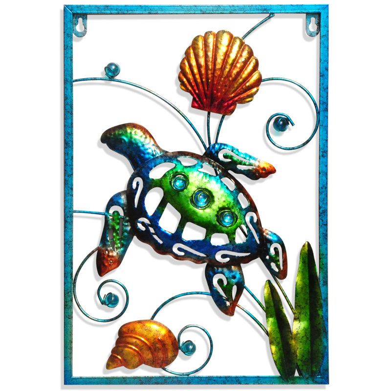 Breakwater Bay Metal Turtle Wall Art Decor 3D Metal Wall Sculpture ...