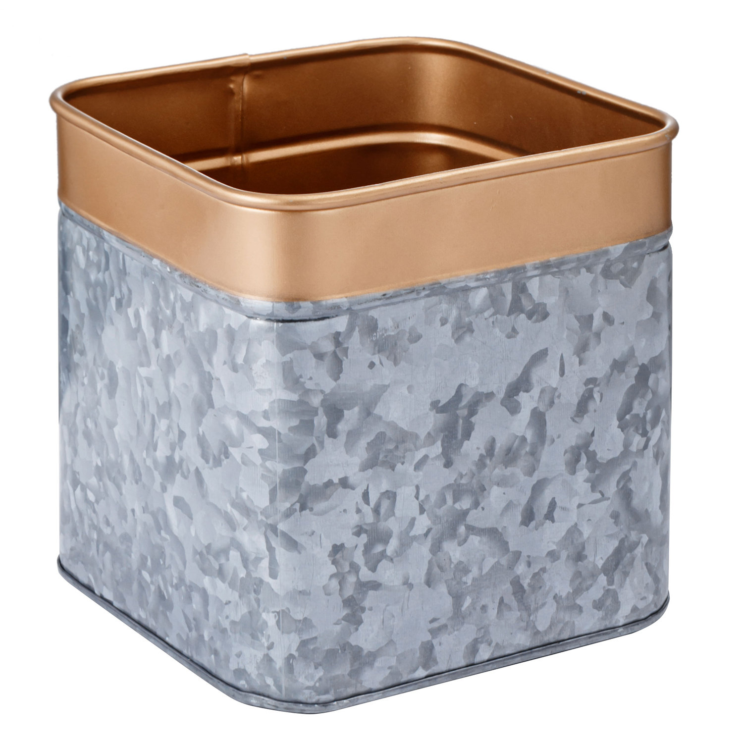 Ebern Designs Laighney Galvanized Silver Metal Pot Planter | Wayfair