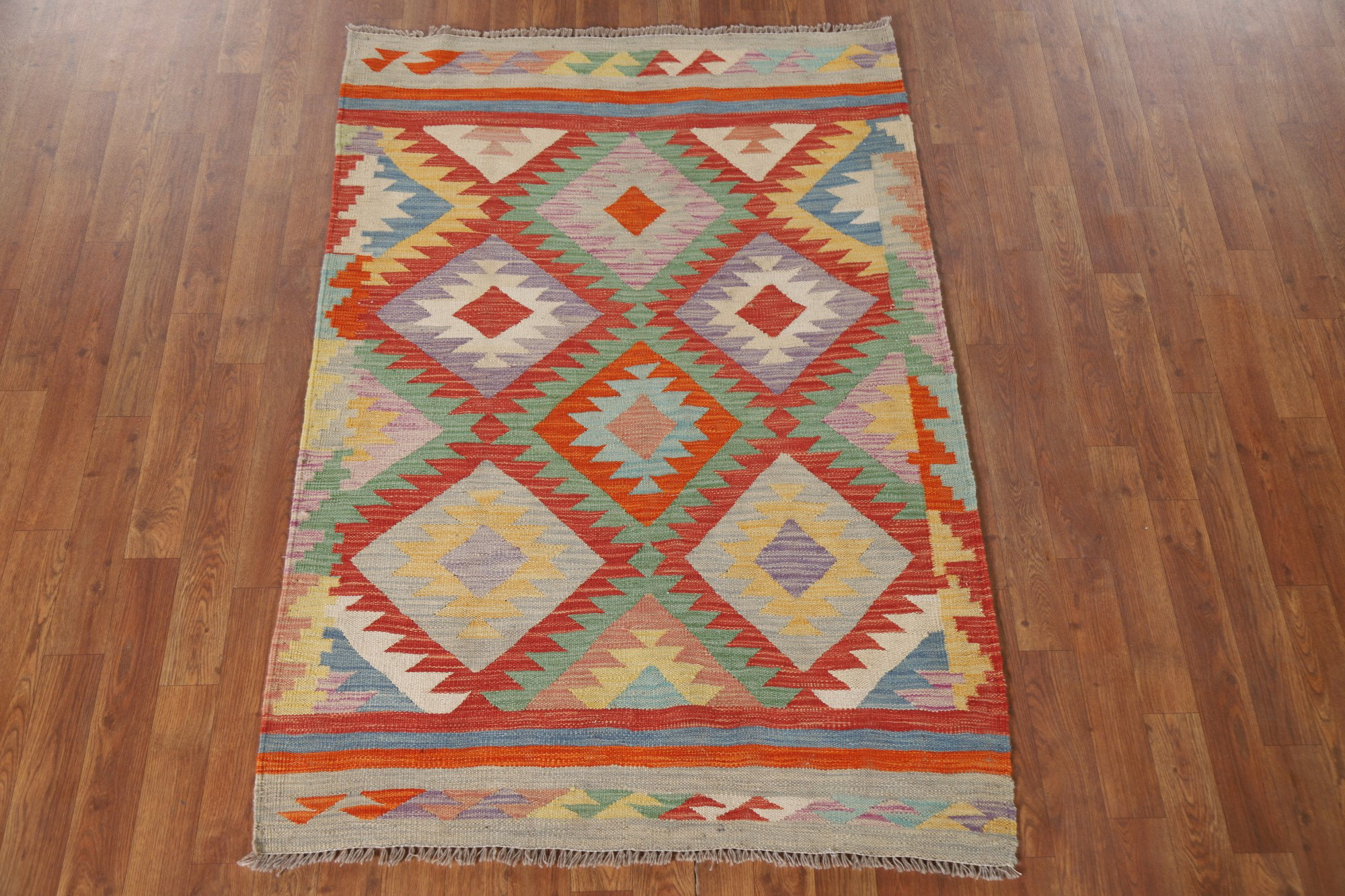 Dakota Fields Reversible Kilim Oriental Wool Rug 4x5 | Wayfair
