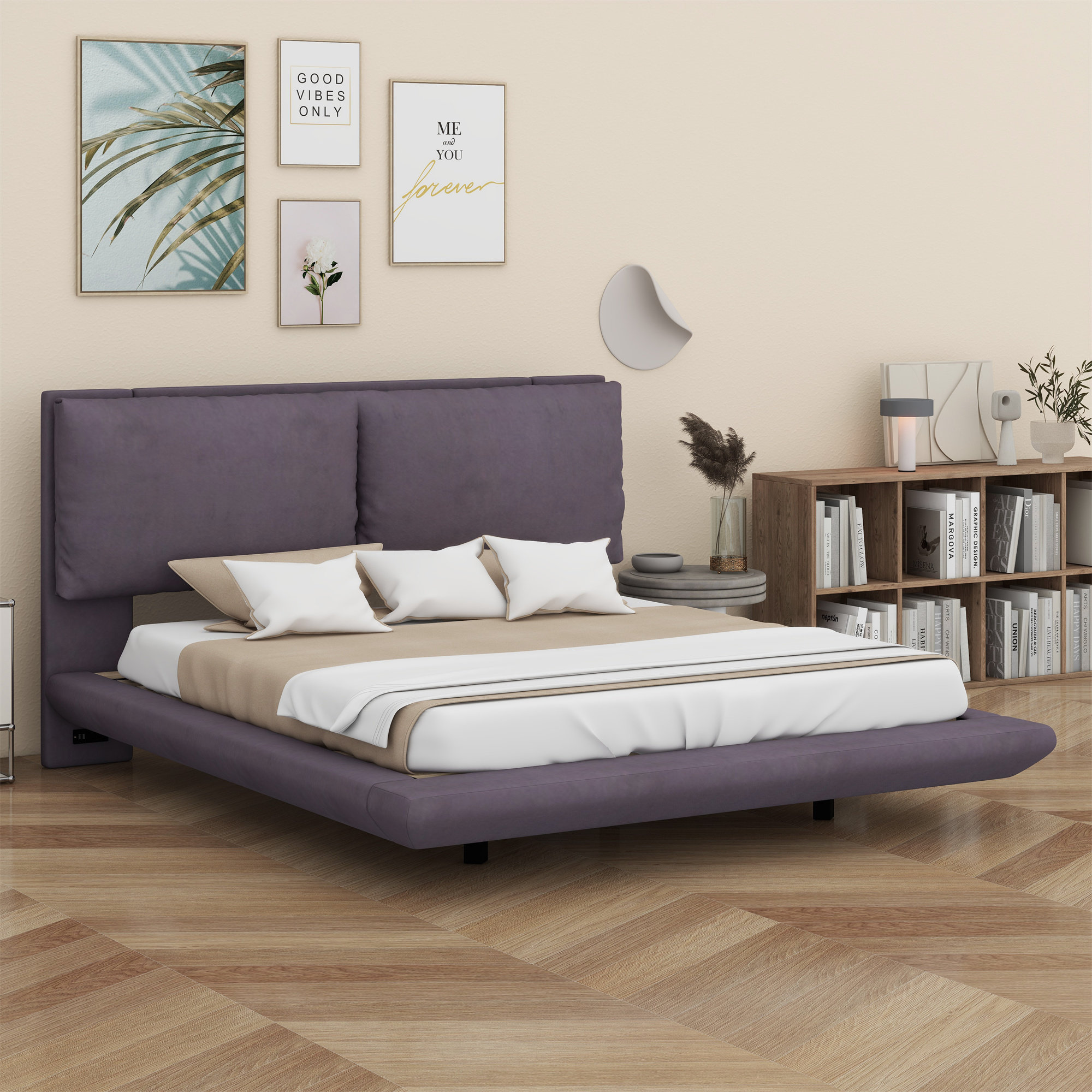 Ivy Bronx Upholstered Platform Bed With Sensor Light And 2 Large ...