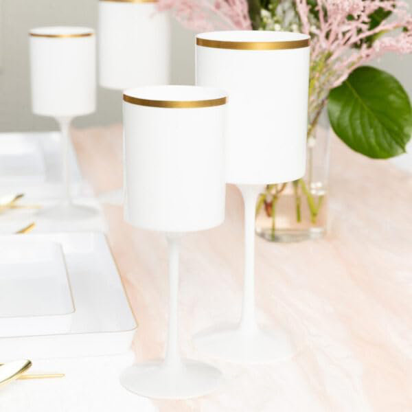 EcoQuality 9 oz White Round Wine Glass with Gold Rim | Wayfair