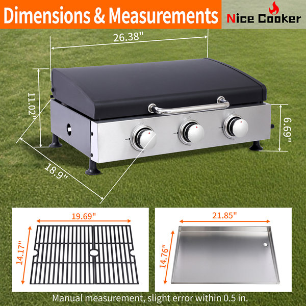 Nice Cooker 3-burner Propane Gas Bbq Grill & Stainless Steel Plancha ...