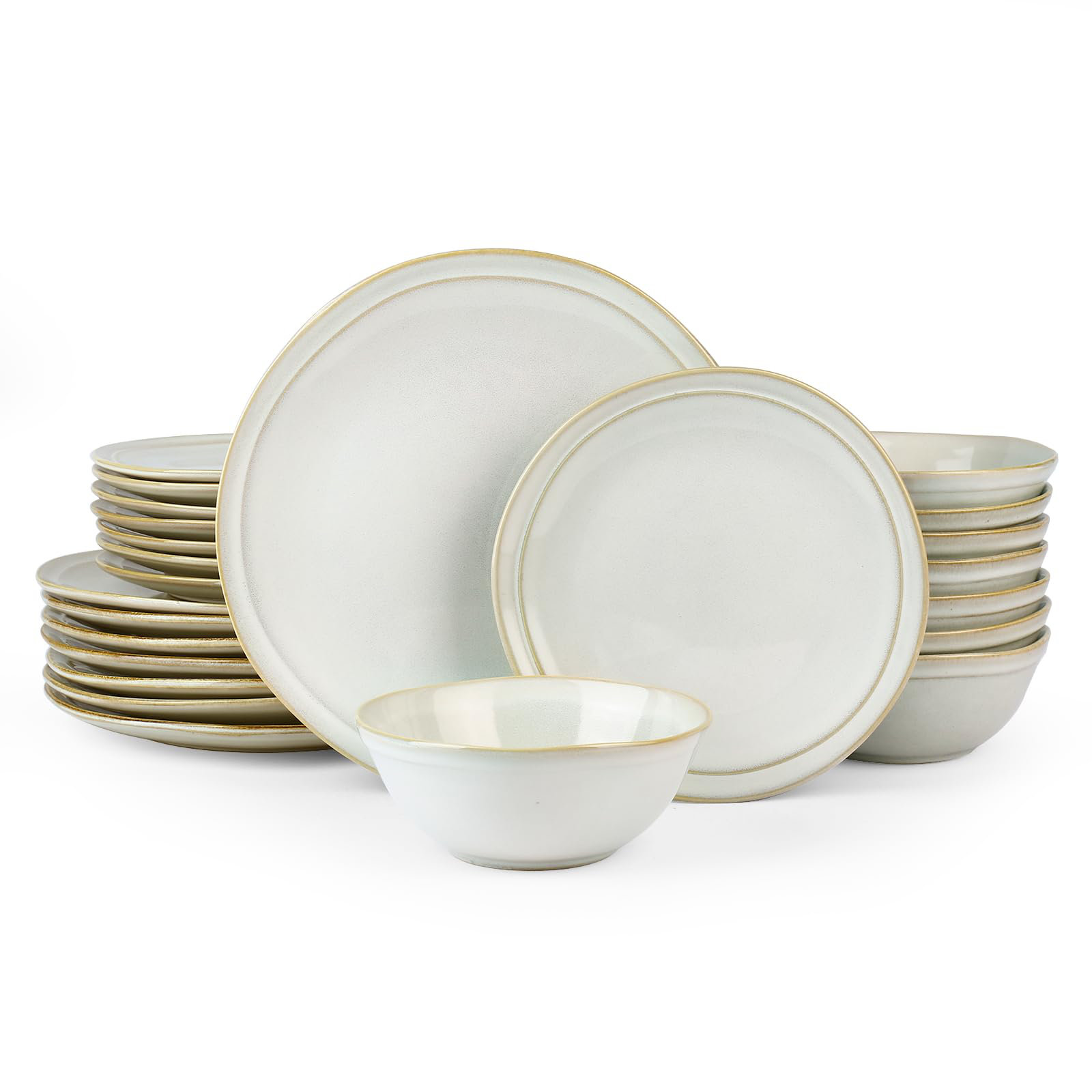 Hokku Designs Stoneware Dinnerware Set For 8, Plates And Bowls Sets, 24 ...