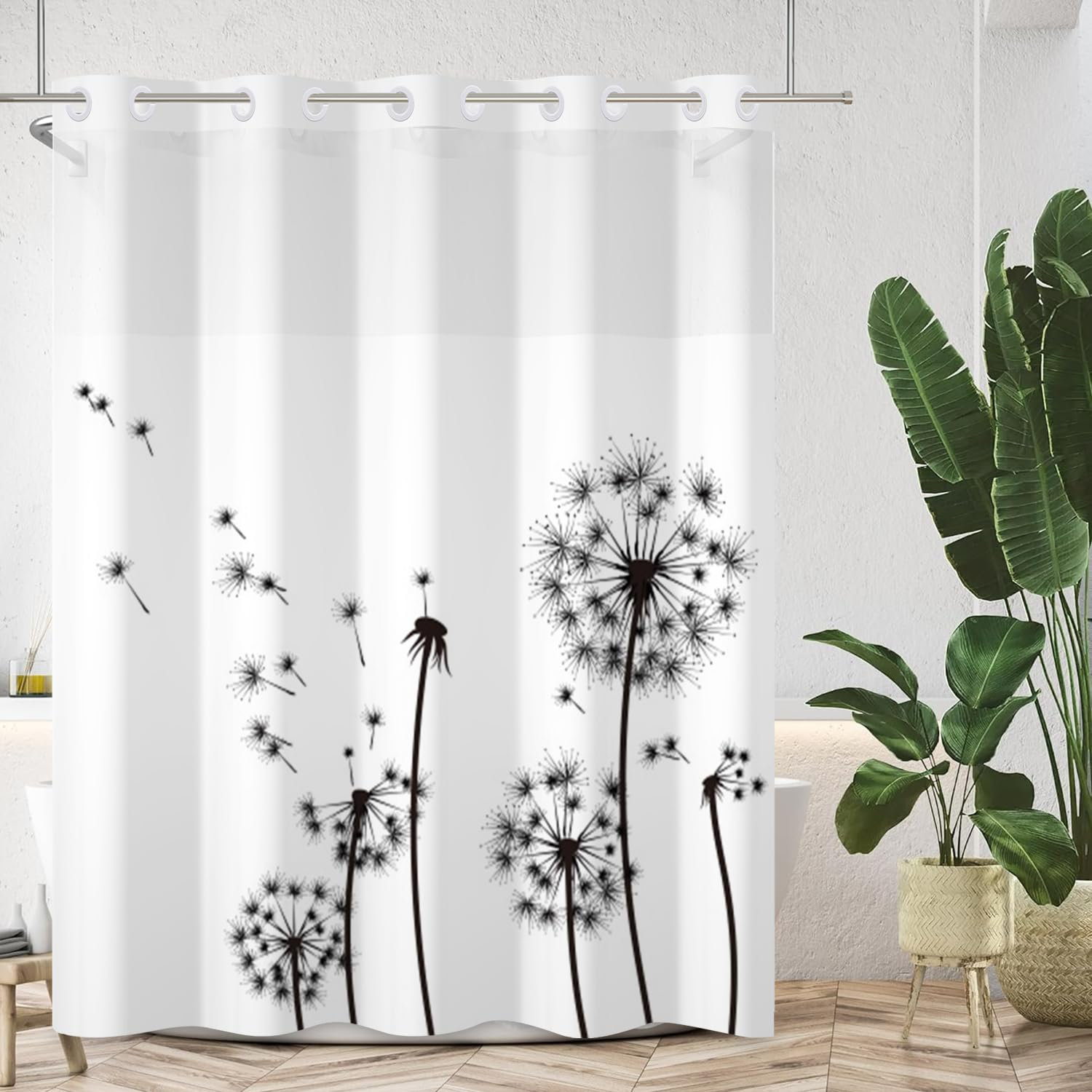 Lark Manor™ No Hook Shower Curtain With Snap In Liner Set Dandelion ...
